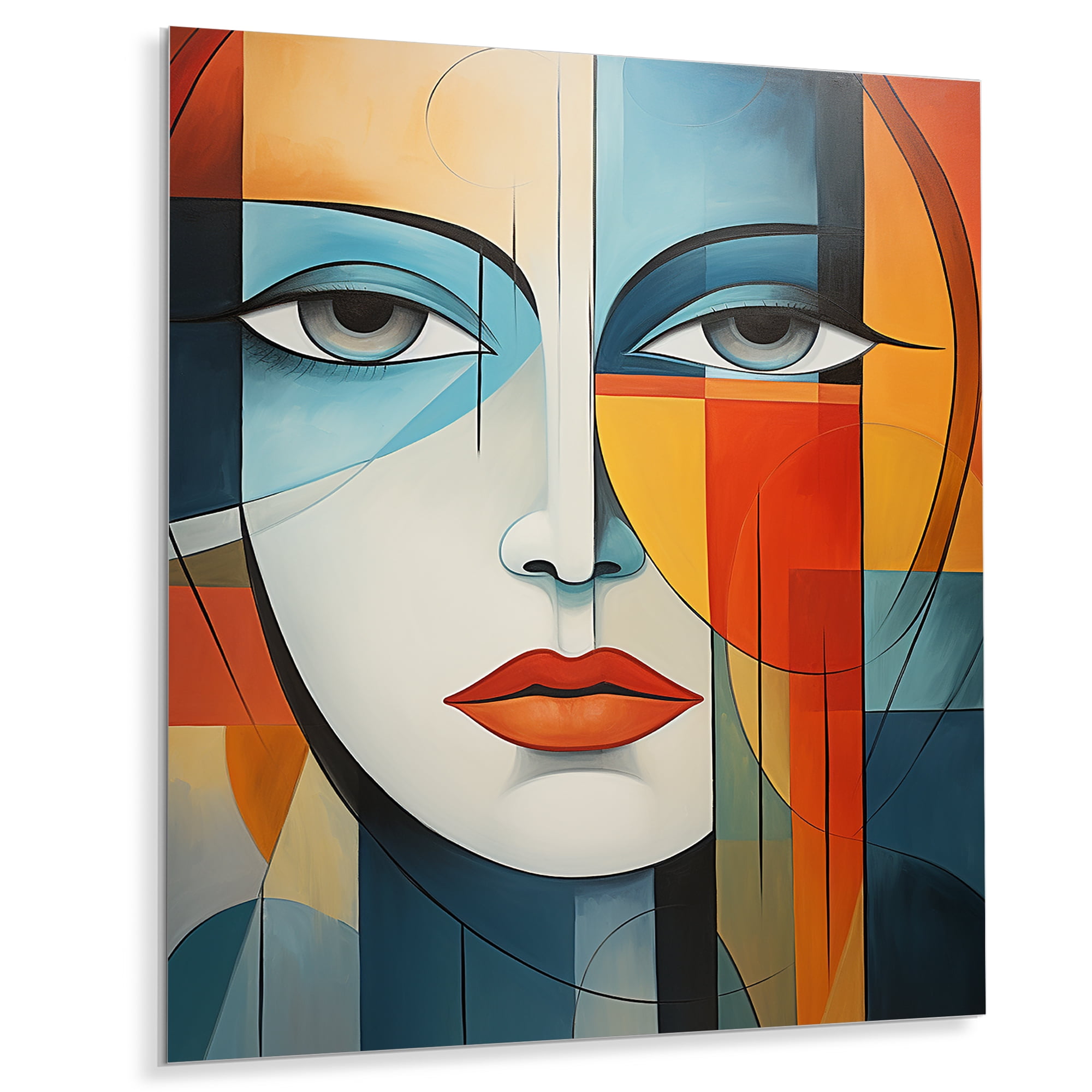 Designart "Geometric Portrait in Cubism VIII" Cubism Metal Art Print ...