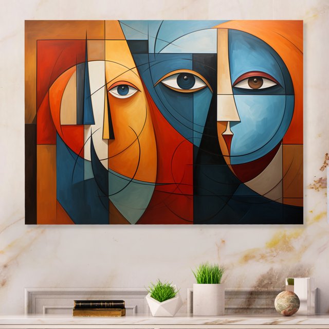 Designart "Geometric Portrait in Cubism X" Cubism Metal Wall Decor ...