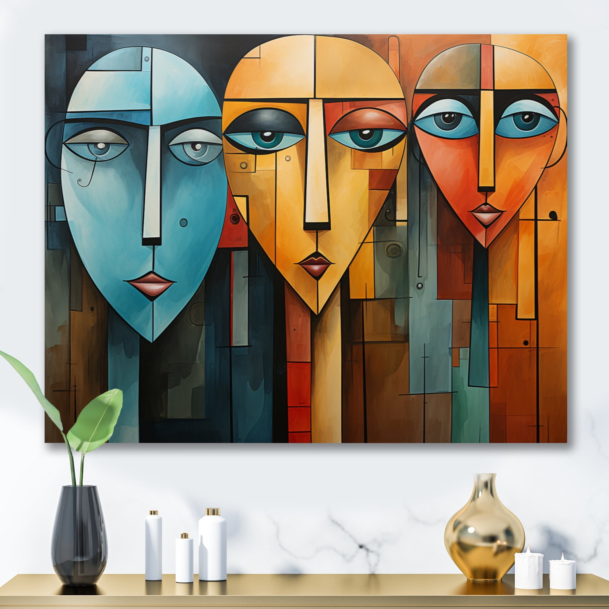 Designart "Geometric Portrait in Cubism XI" Cubism Wall Decor - Walmart.com
