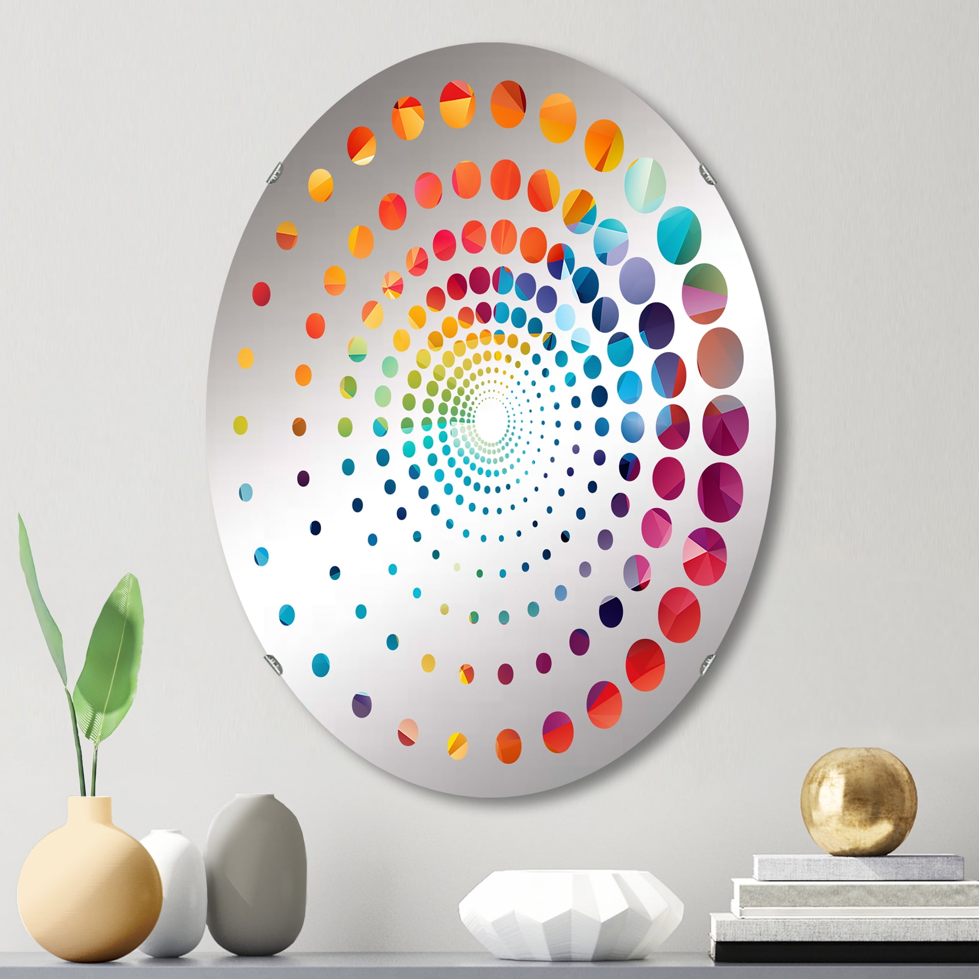Designart "Geometric Prism Spectrum" Geometric Spiral Dot Round Wall ...
