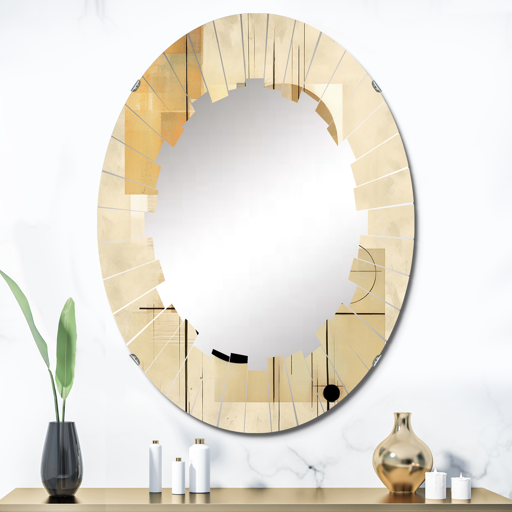 Designart "Geometry in Motion in Beige II" Abstract Shapes Round Wall ...