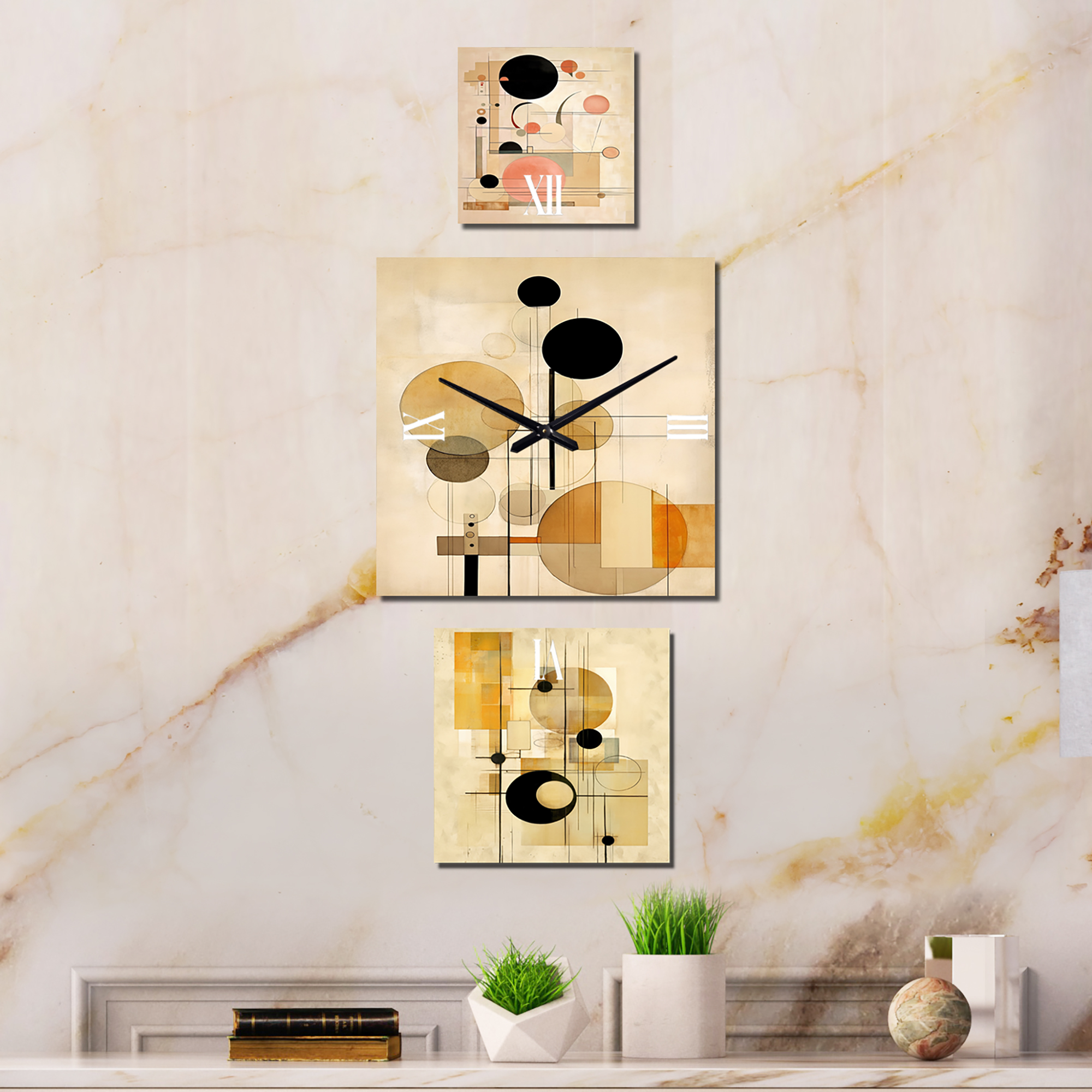 Designart "Geometry in Motion in Beige III" Abstract Shapes Oversized ...