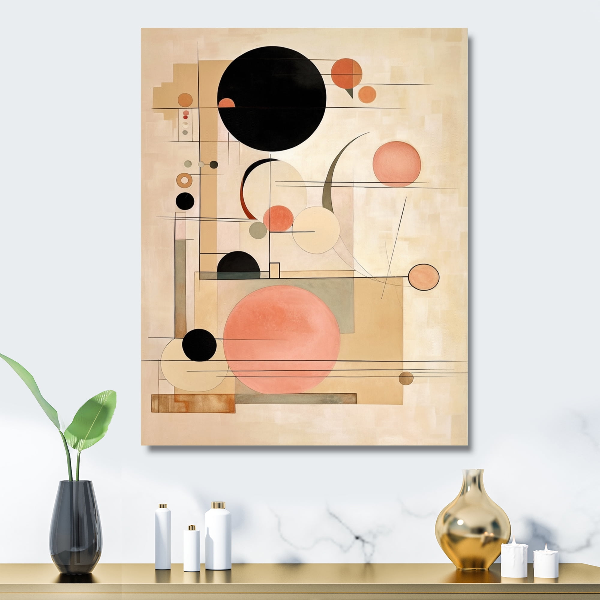 Designart "Geometry in Motion in Beige III" Abstract Shapes Metal Wall ...