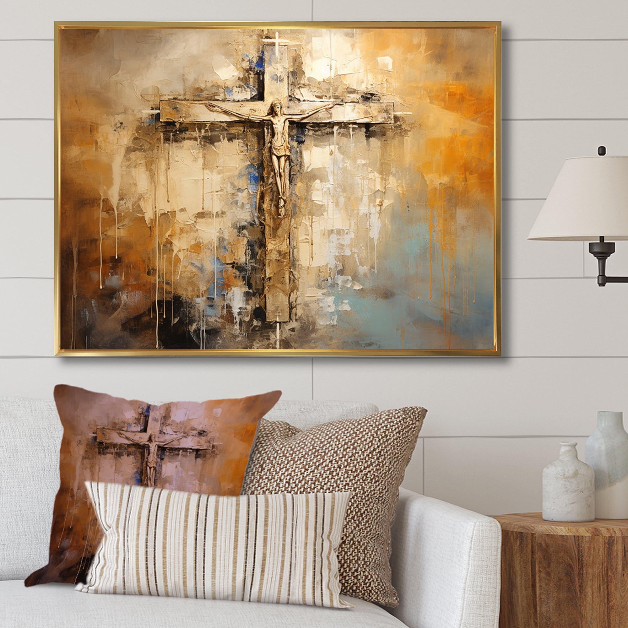 Designart "Gilded Spiritual Minimalism I" Religious Landscape Floater ...