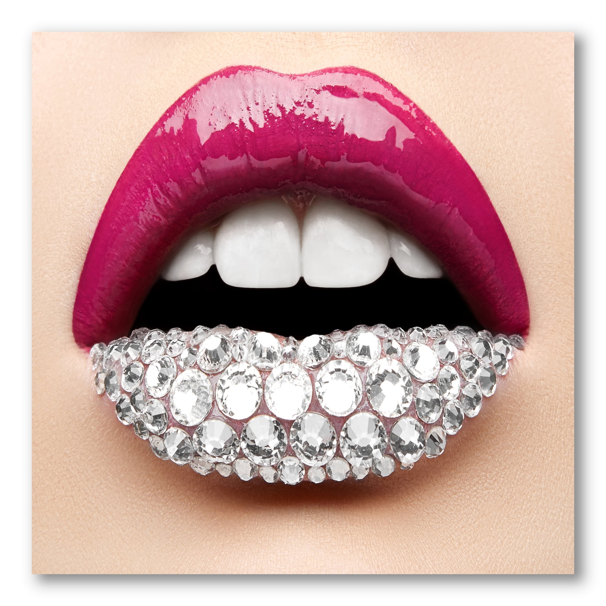 Designart Girl Lips With Pink Lipstick Canvas Wall Art Print - Romantic ...