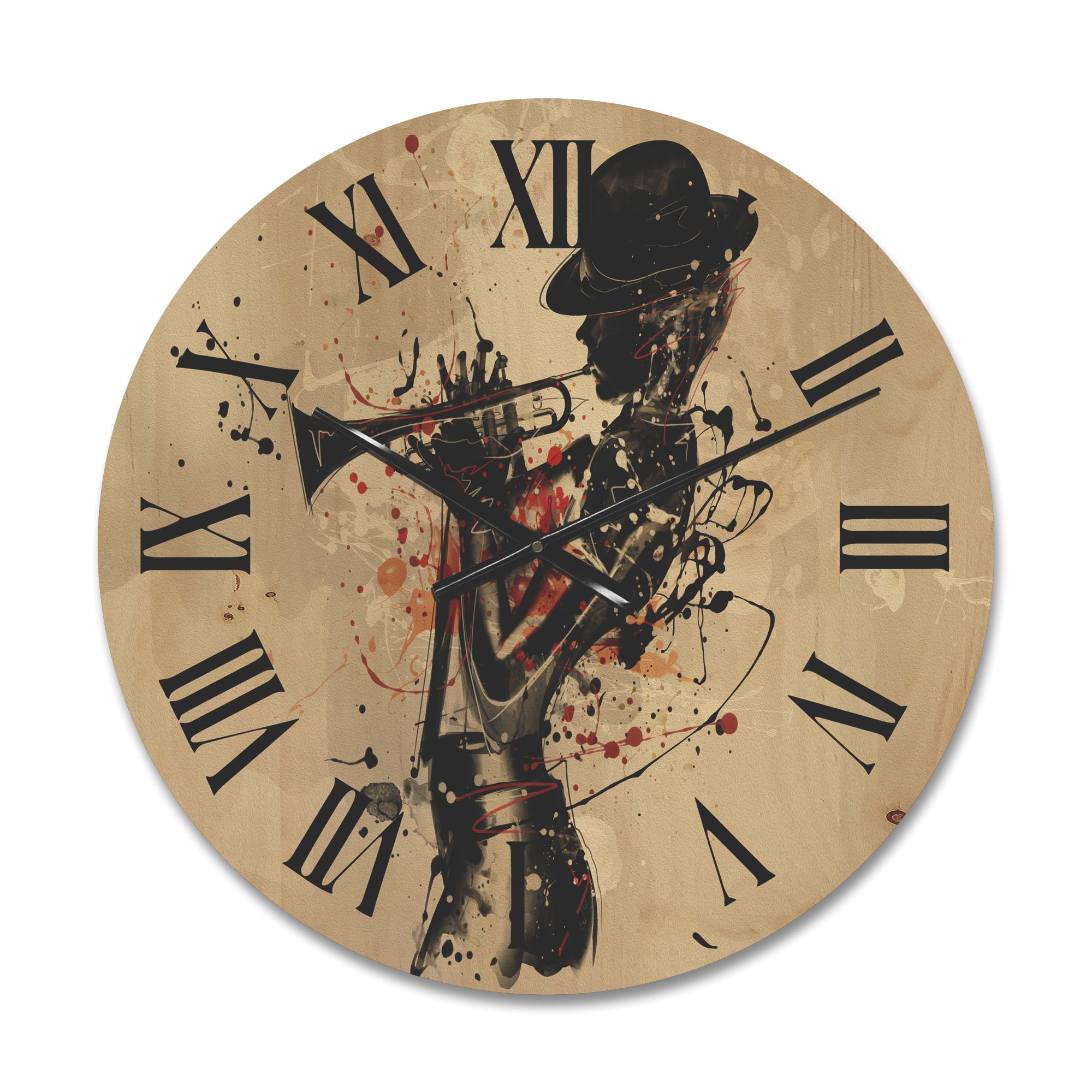 Designart 'Girl Playing Jazz Trumpet' Modern Wood Wall Clock - Walmart.com