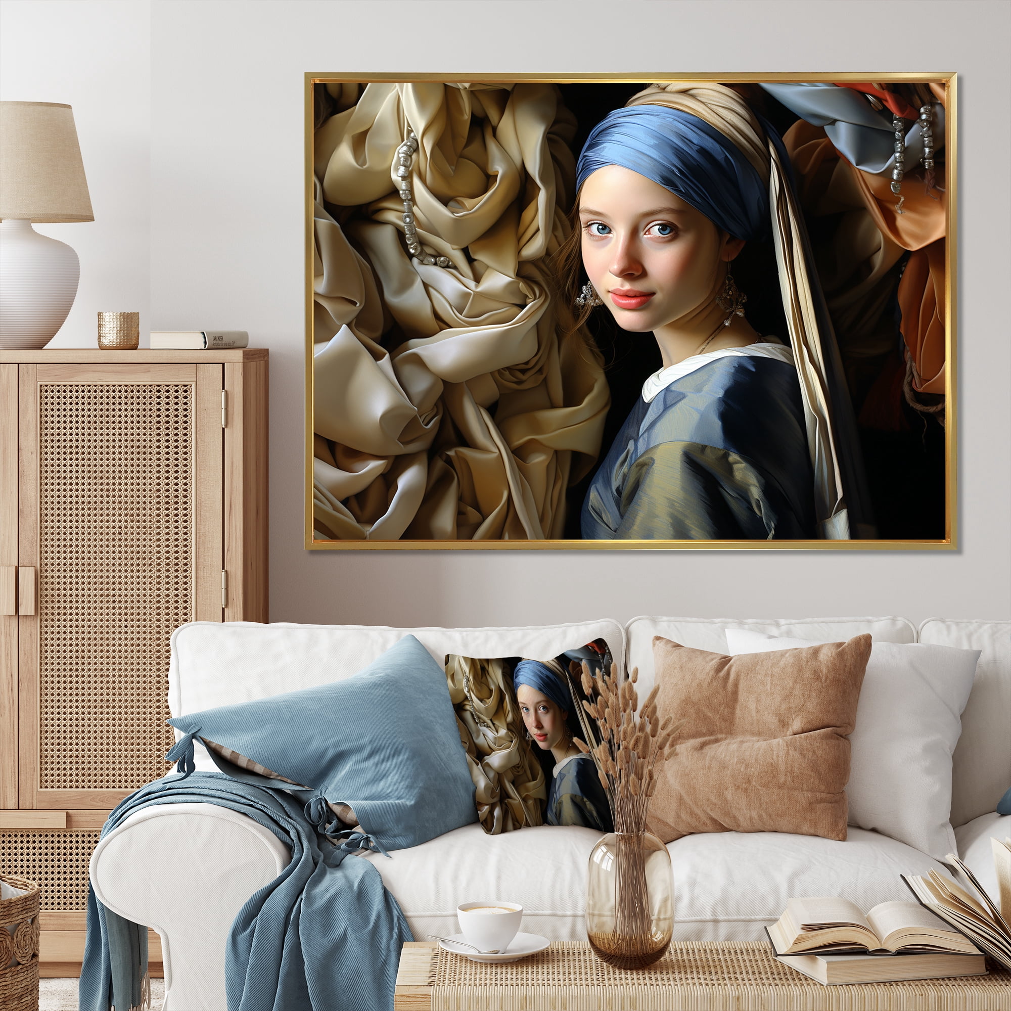 Designart "Girl of the Masterpiece" People Floater Framed Wall Art ...