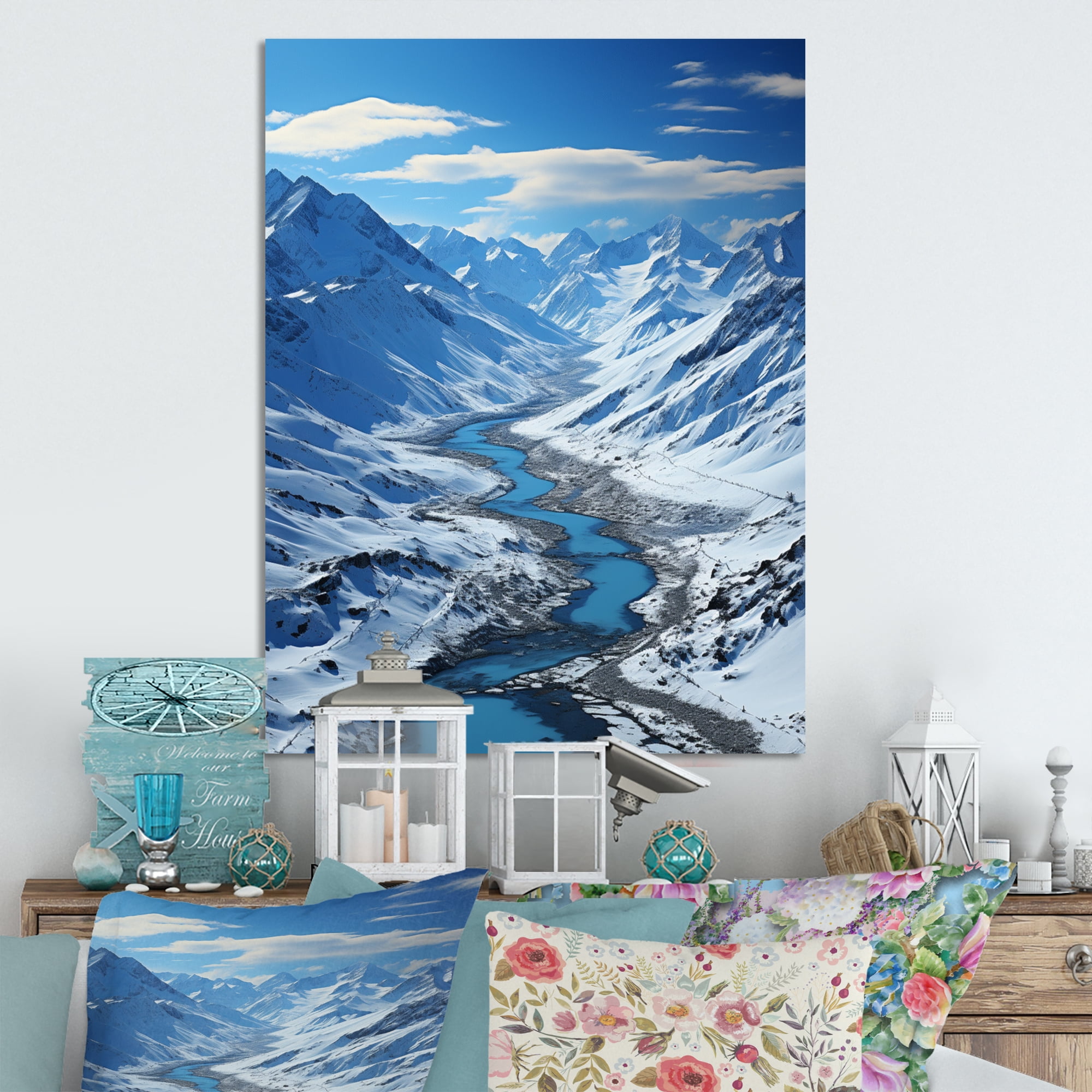 Designart "Glacial Flow Alaska II" Landscapes Metal Wall Art Prints ...