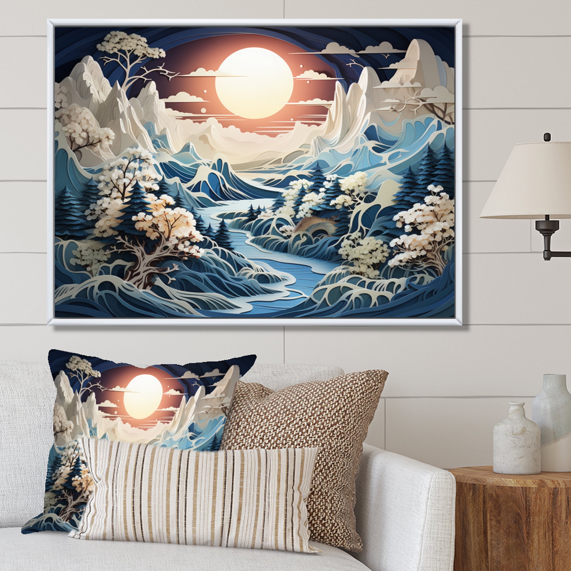 Designart "Glacier Arctic II" Modern Floater Framed Wall Art Living ...