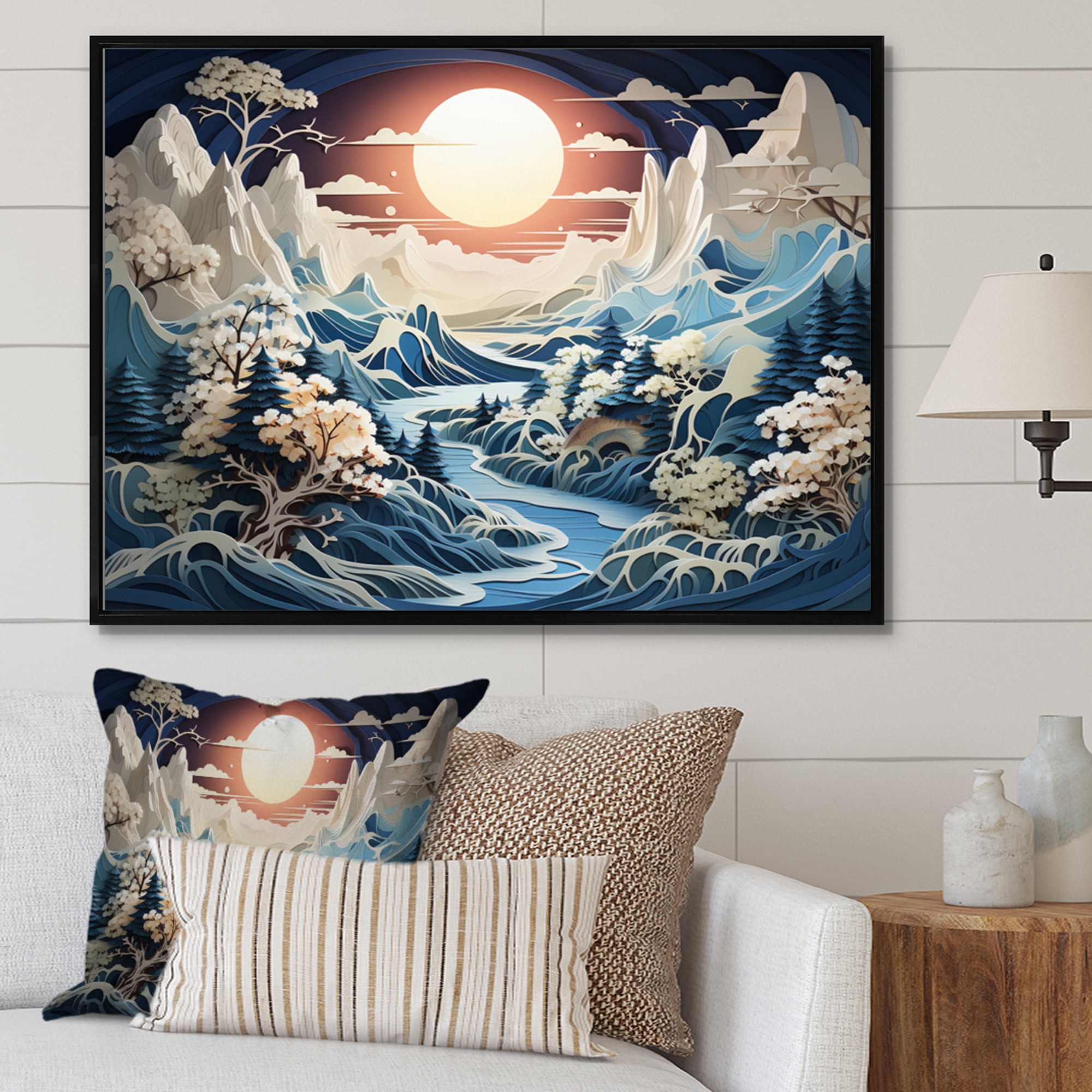 Designart "Glacier Arctic II" Modern Floater Framed Wall Art Living ...