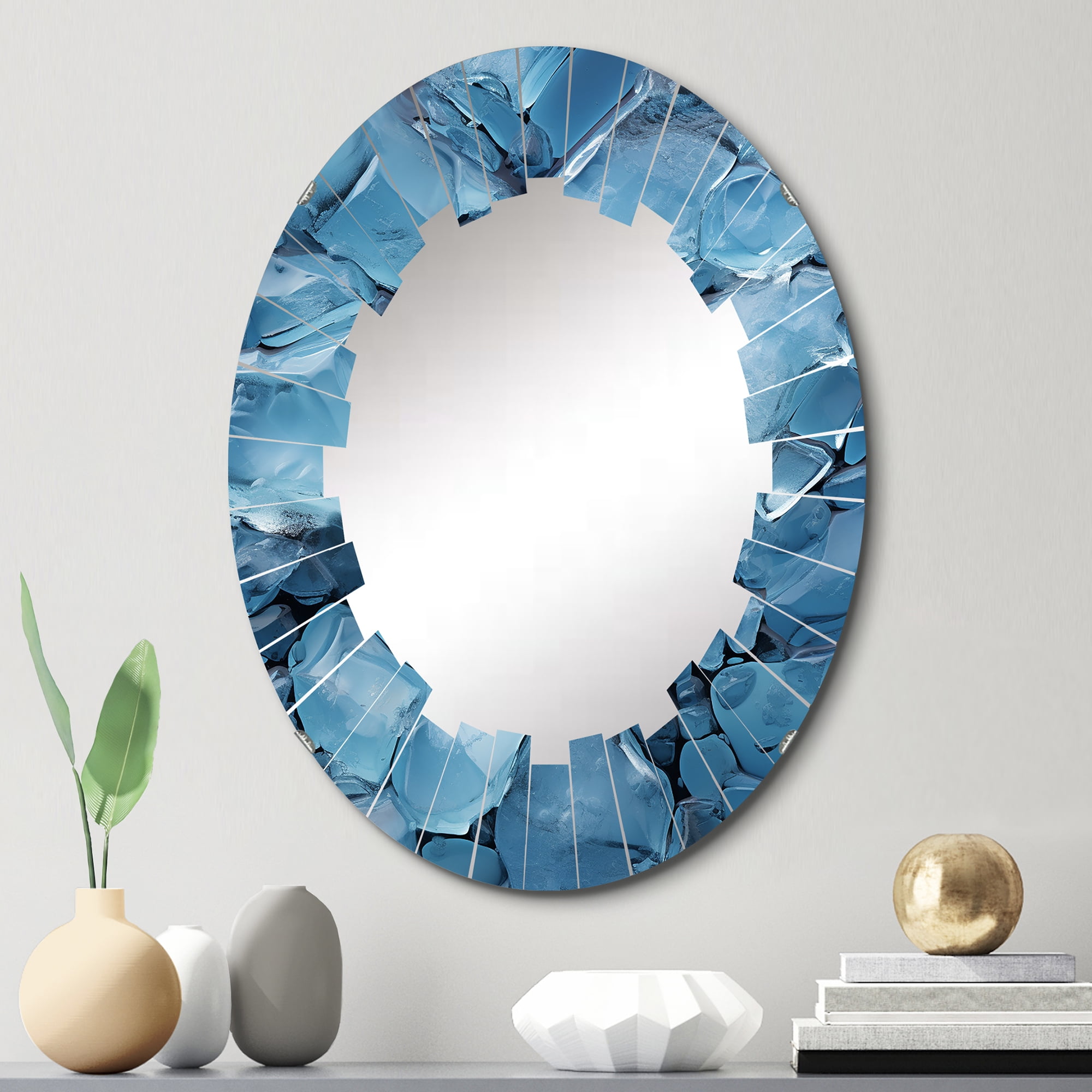 Designart "Glacier Glacial Euphony IV" Landscapes Round Wall Mirror ...