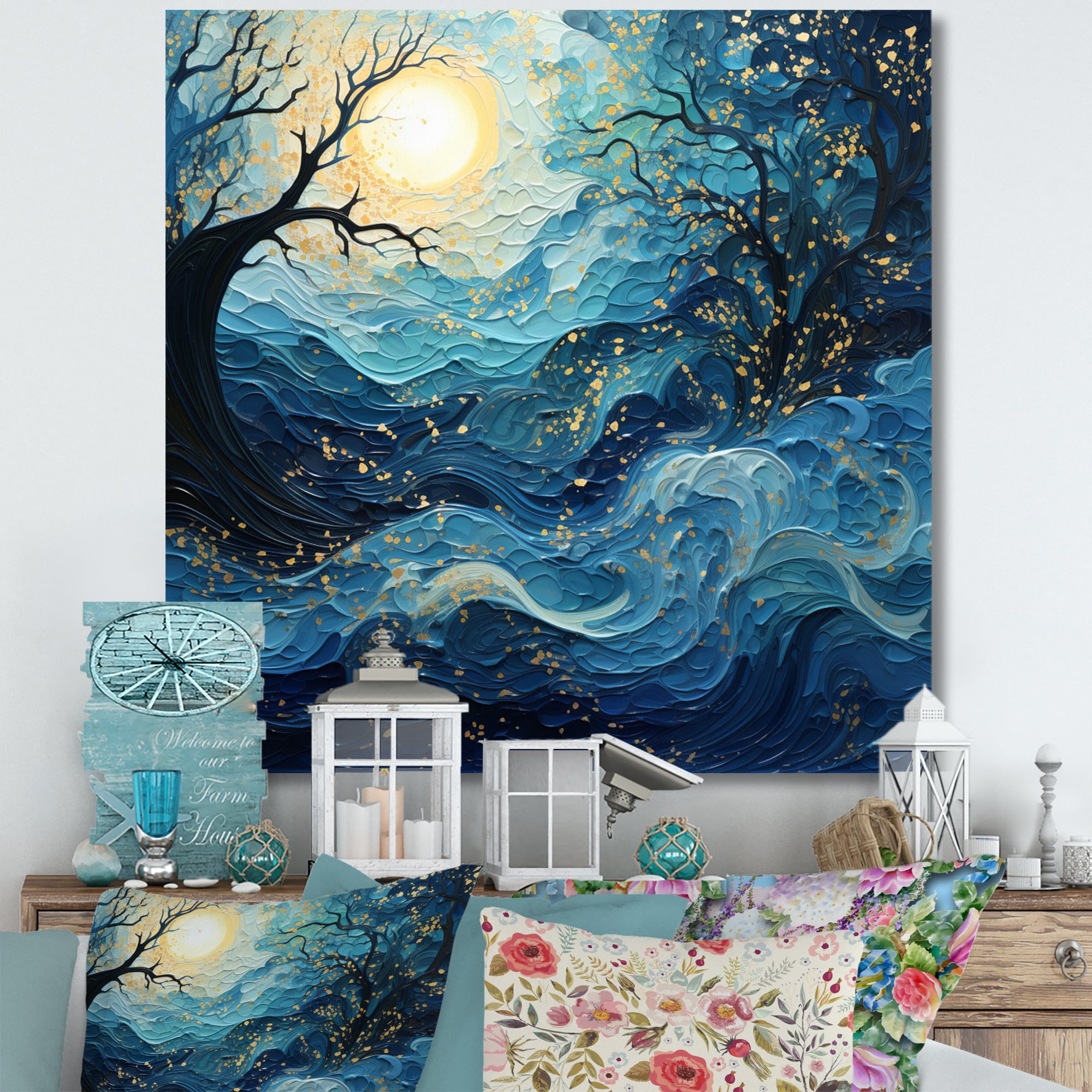 Designart "Glacier Glacial Sprial Painting II" Pointillism Wall Decor ...