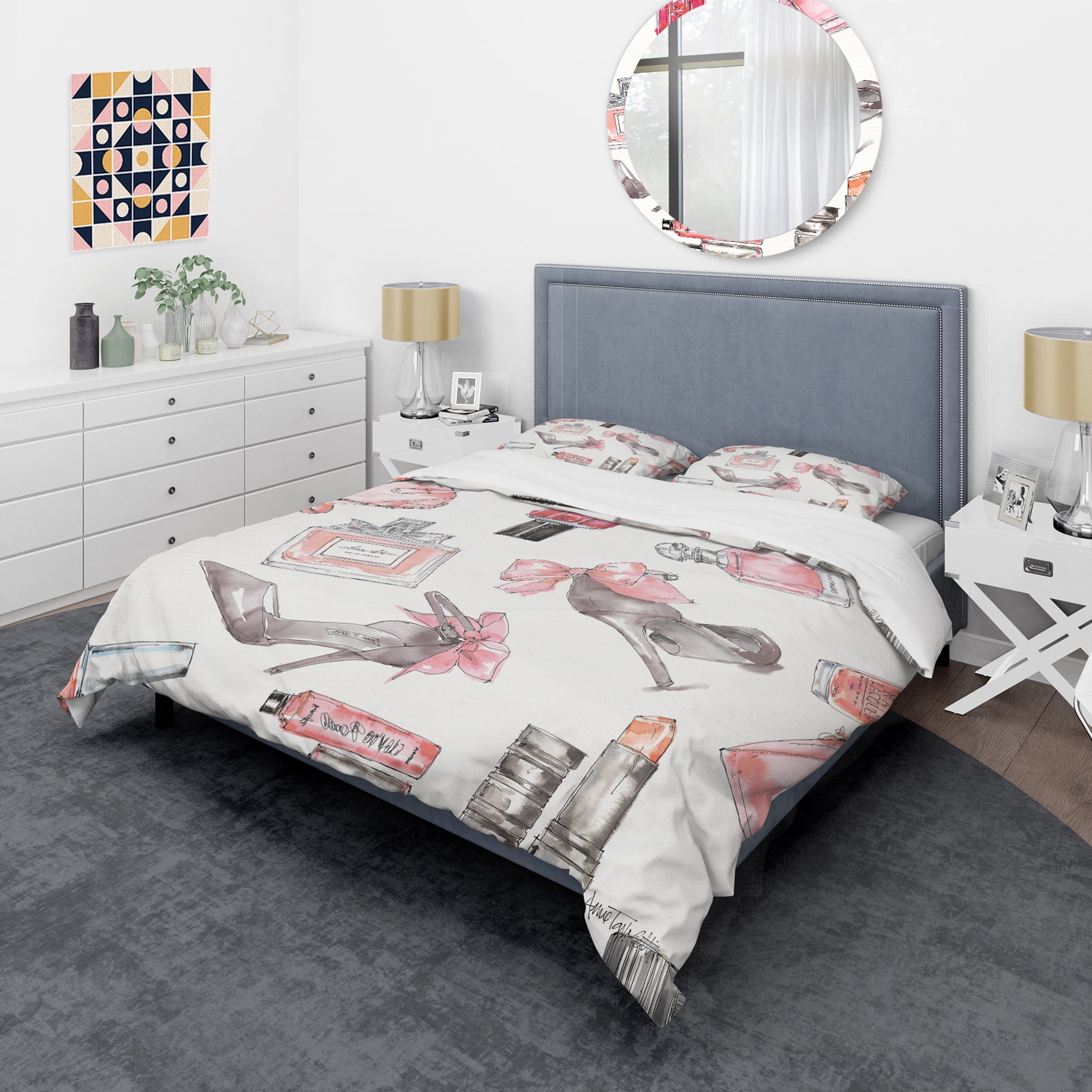 Designart 'Glam Chic Accents Pattern I' Glam/Teenage Duvet Cover Set ...