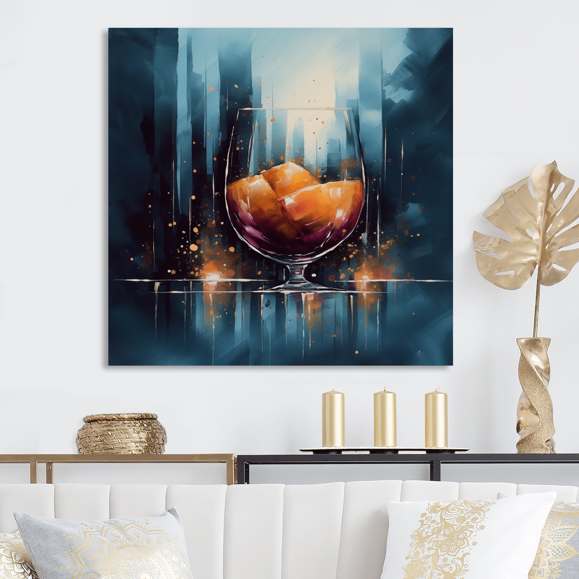 Designart "Glam Cognac Glass II" Fashion Wall Art For Kitchen - Walmart.com
