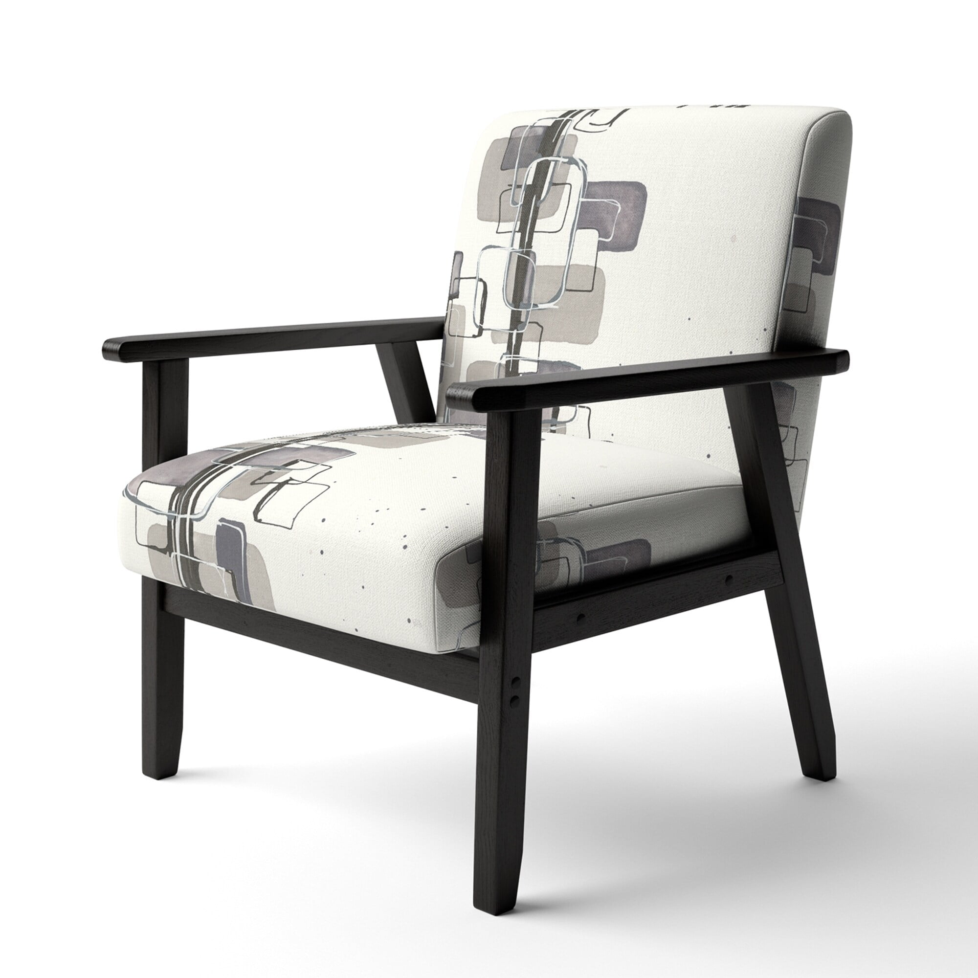 Designart "Glam Dancing Shape IV" Upholstered Modern Accent Chair - Arm ...