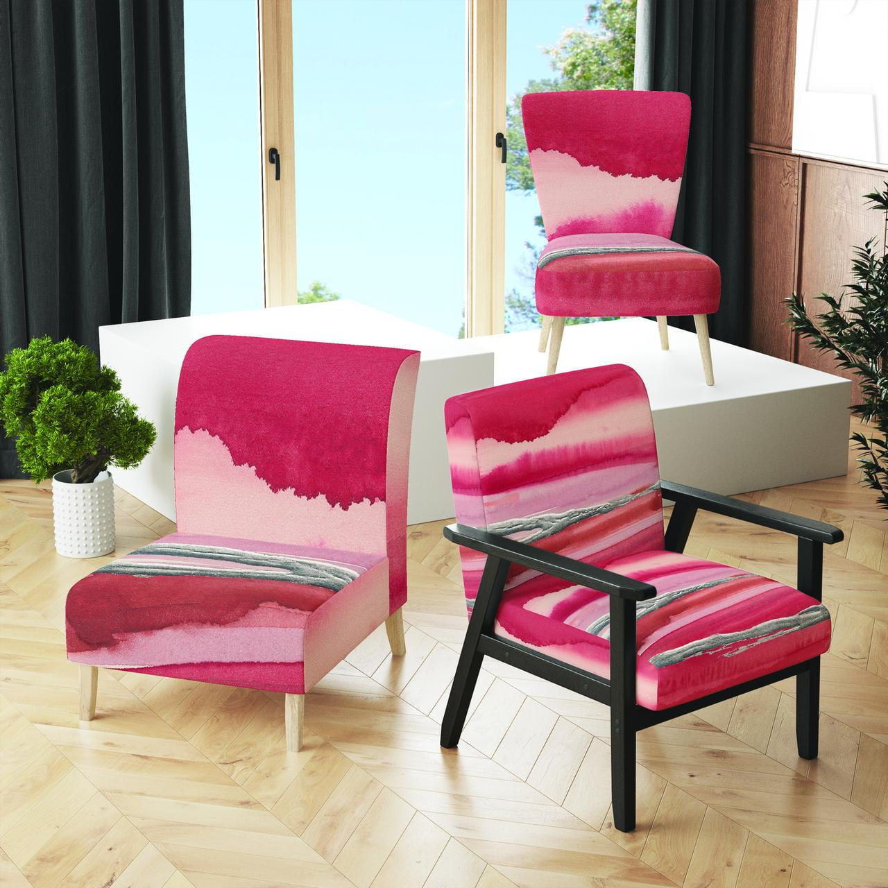 Designart "Glam On Red" Upholstered Modern Glam Accent Chair - Arm ...