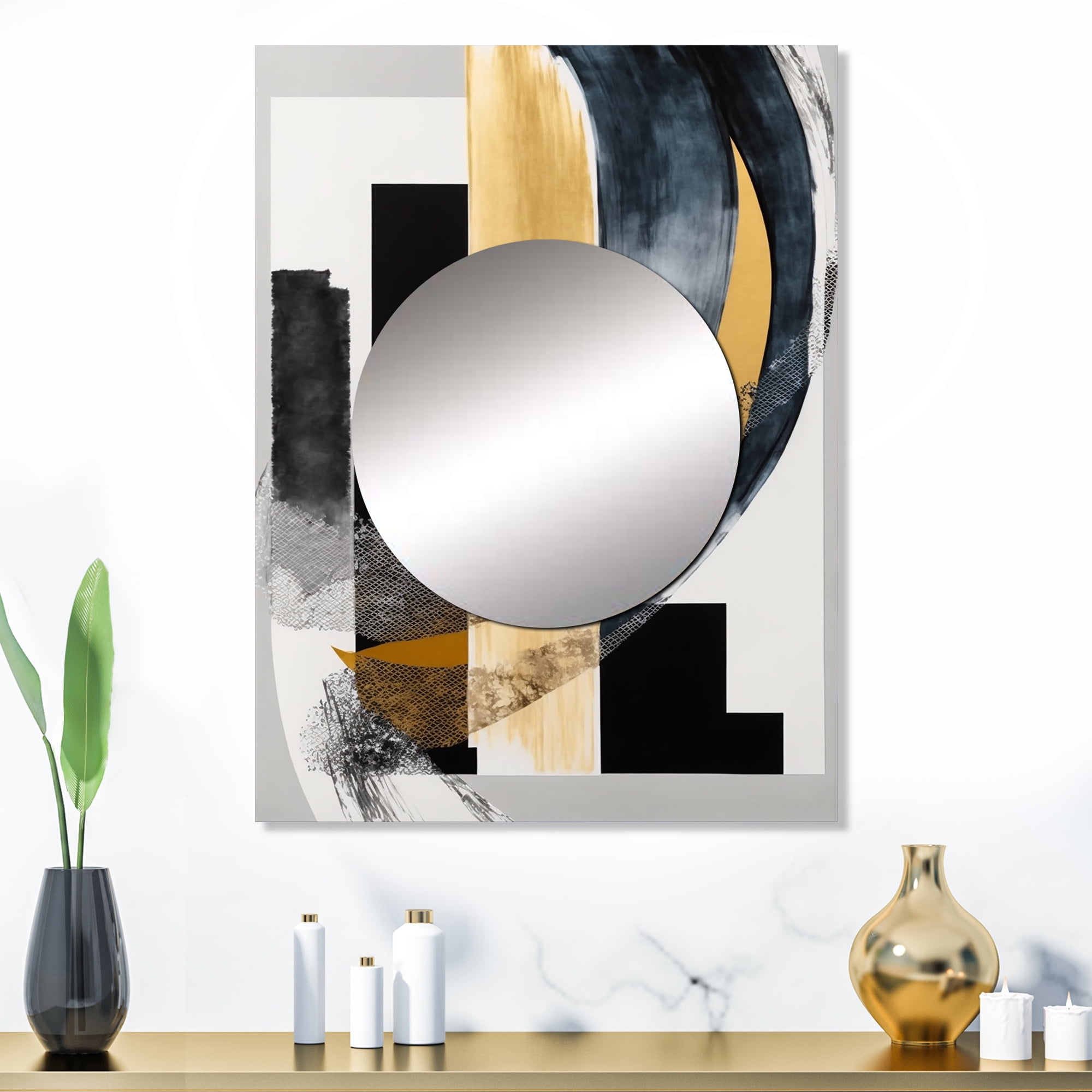 Designart "Glamorous Art Deco Abstraction I" Abstract Mirror Wall Decor ...