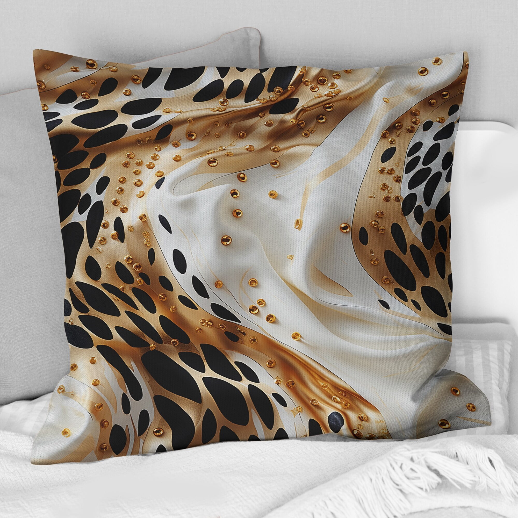 Designart "Glamorous Marble in Black and Gold" Marble Printed Throw ...