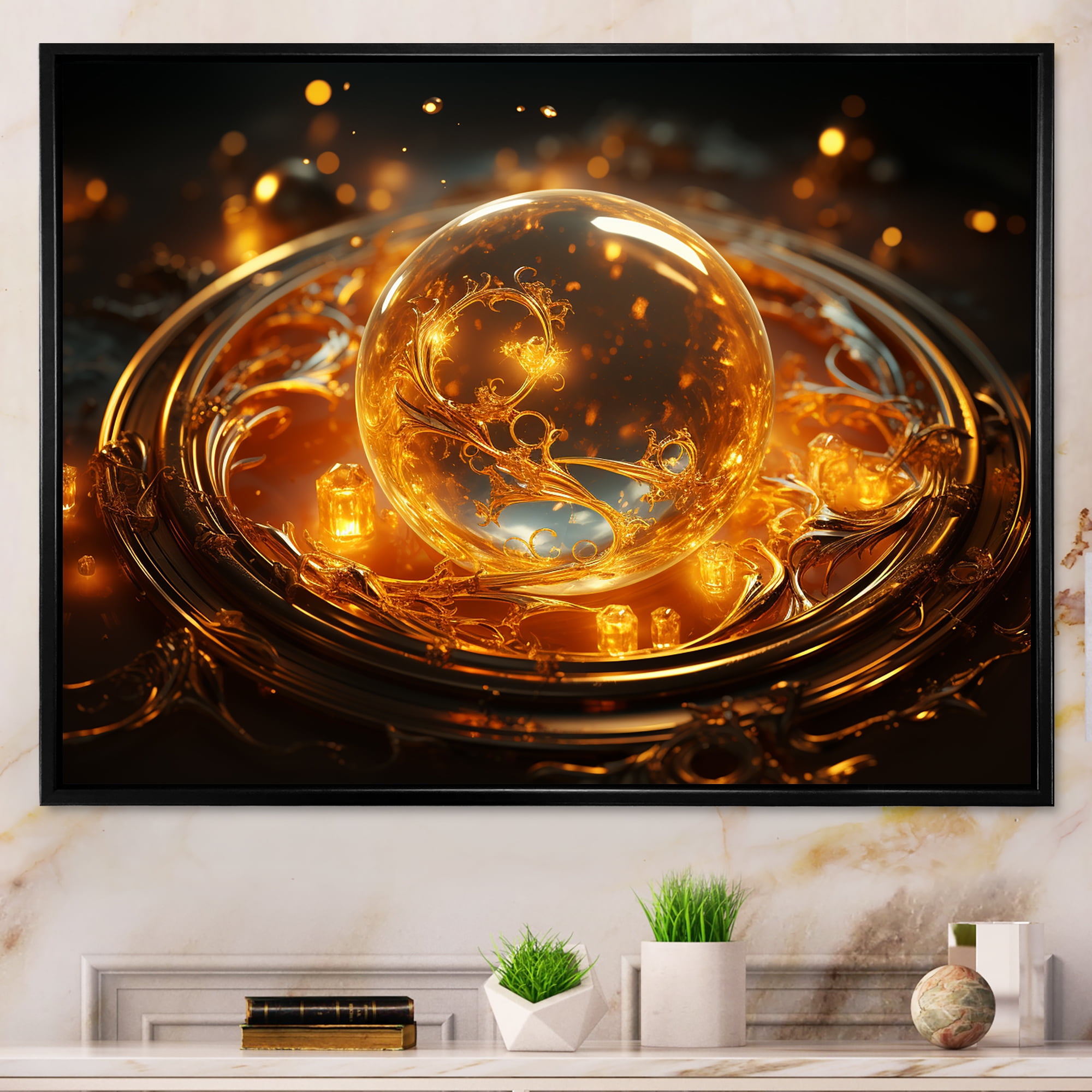 Designart "Glass Saturn Planet with Fiery Hues III" Astronomy & Space ...