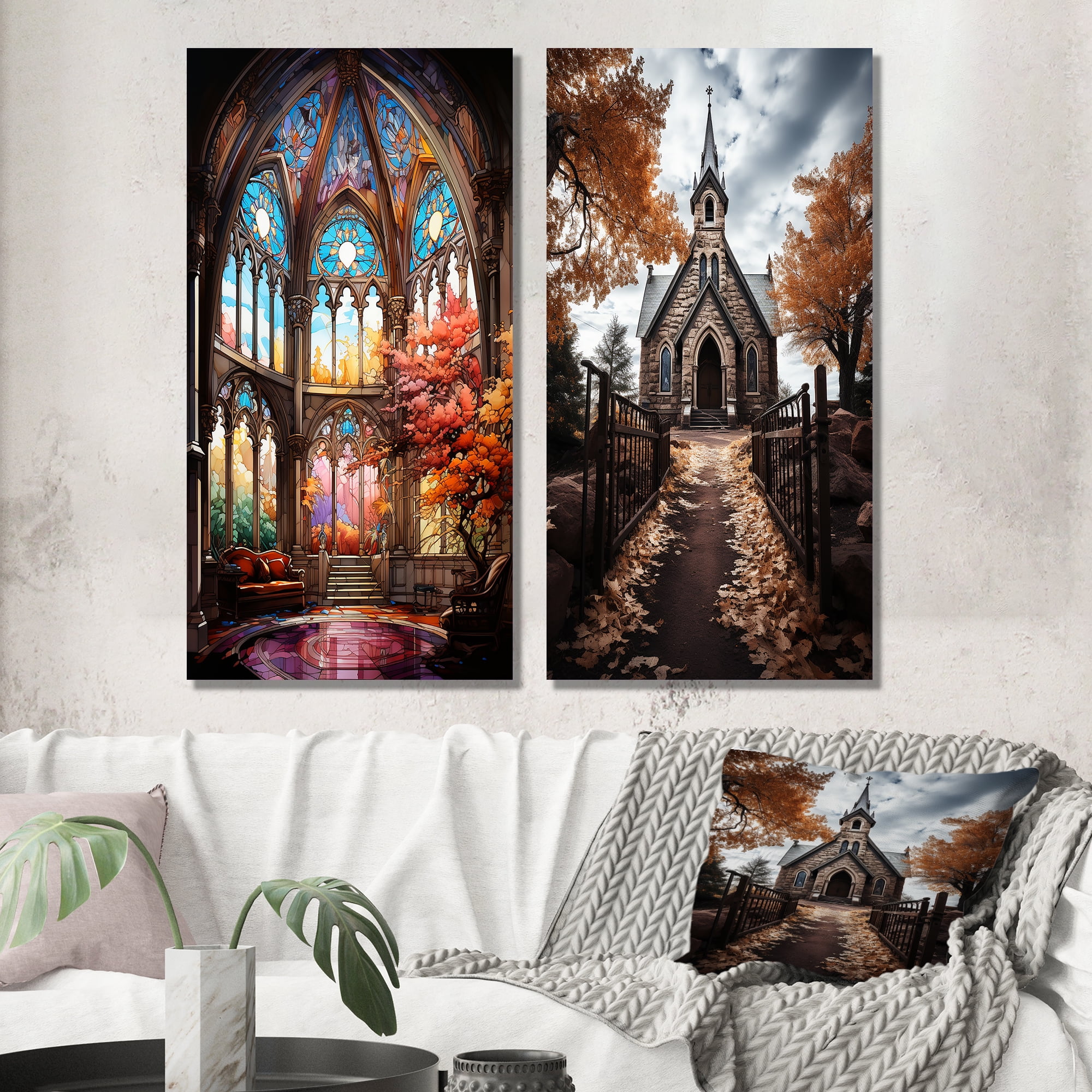 Designart "Glass Windows Church Stained wall decor II" Church Wall Art ...
