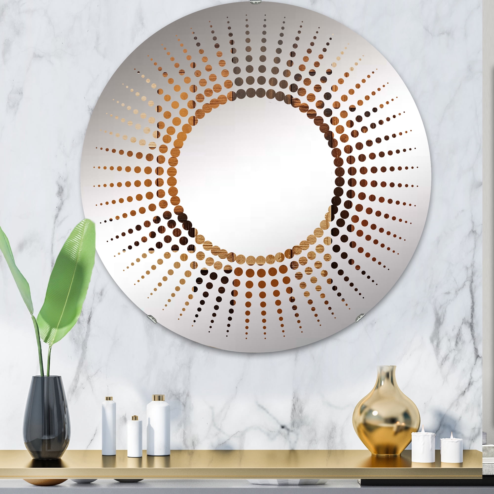 Designart "Gleaming Bronze Balance" Abstract Shapes Starburst Round ...