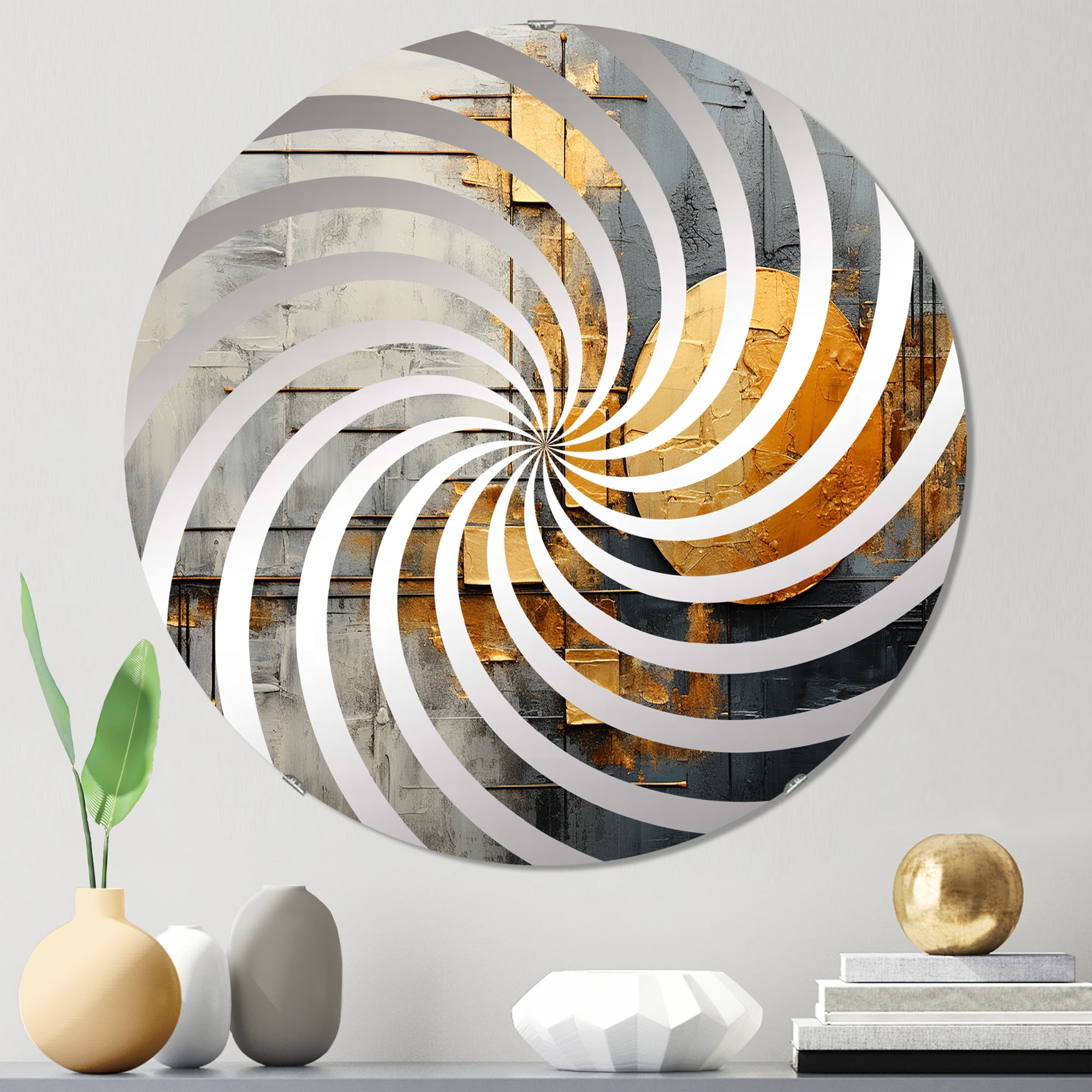 Designart "Gleaming Geometry Gold Grey painting XII" Abstract Collages ...