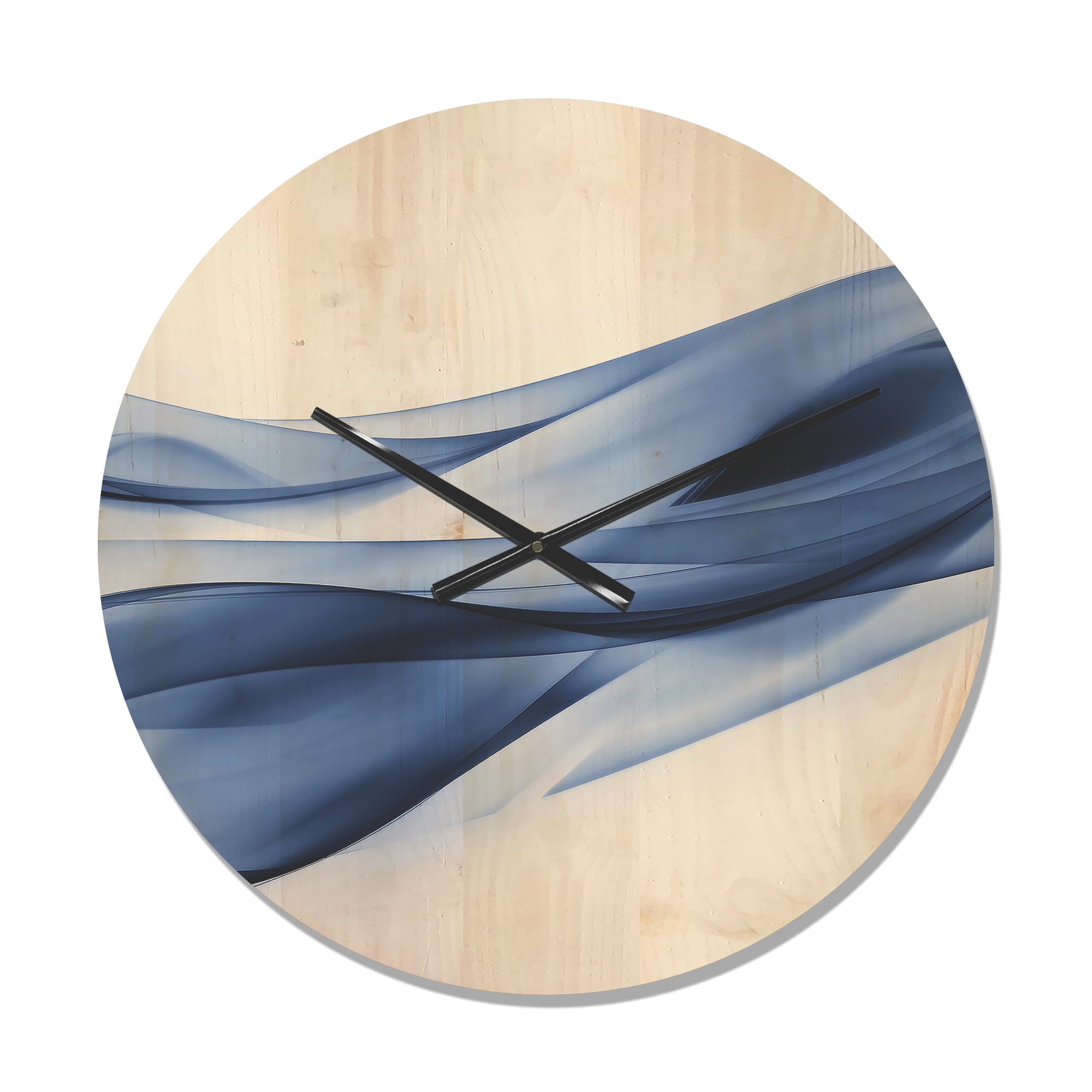 Designart 'Glittering Fractal Light Blue' Modern Wood Wall Clock ...