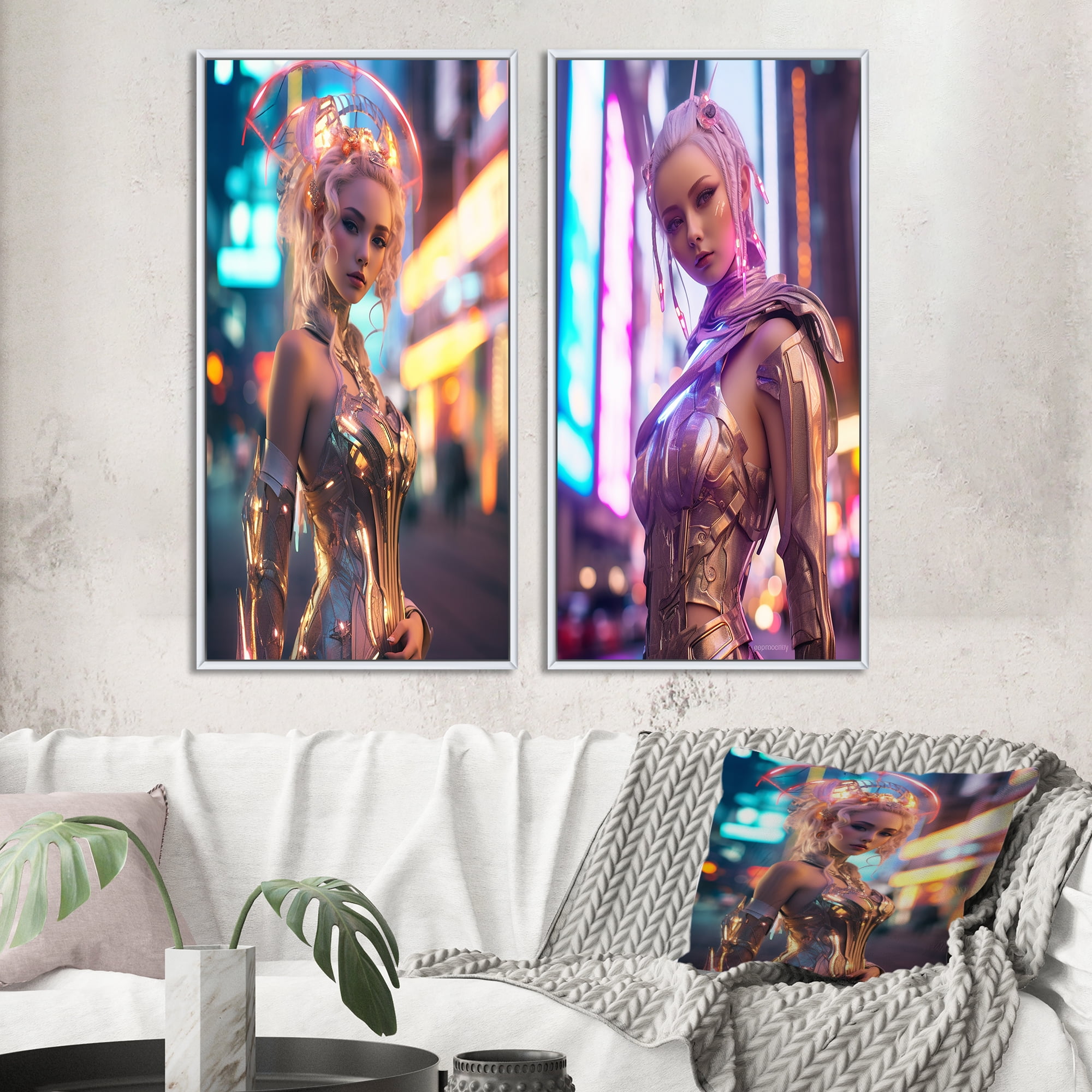 Designart "Glorious Cyberpunk Divinity in Urban Tokyo II" Cyberpunk ...
