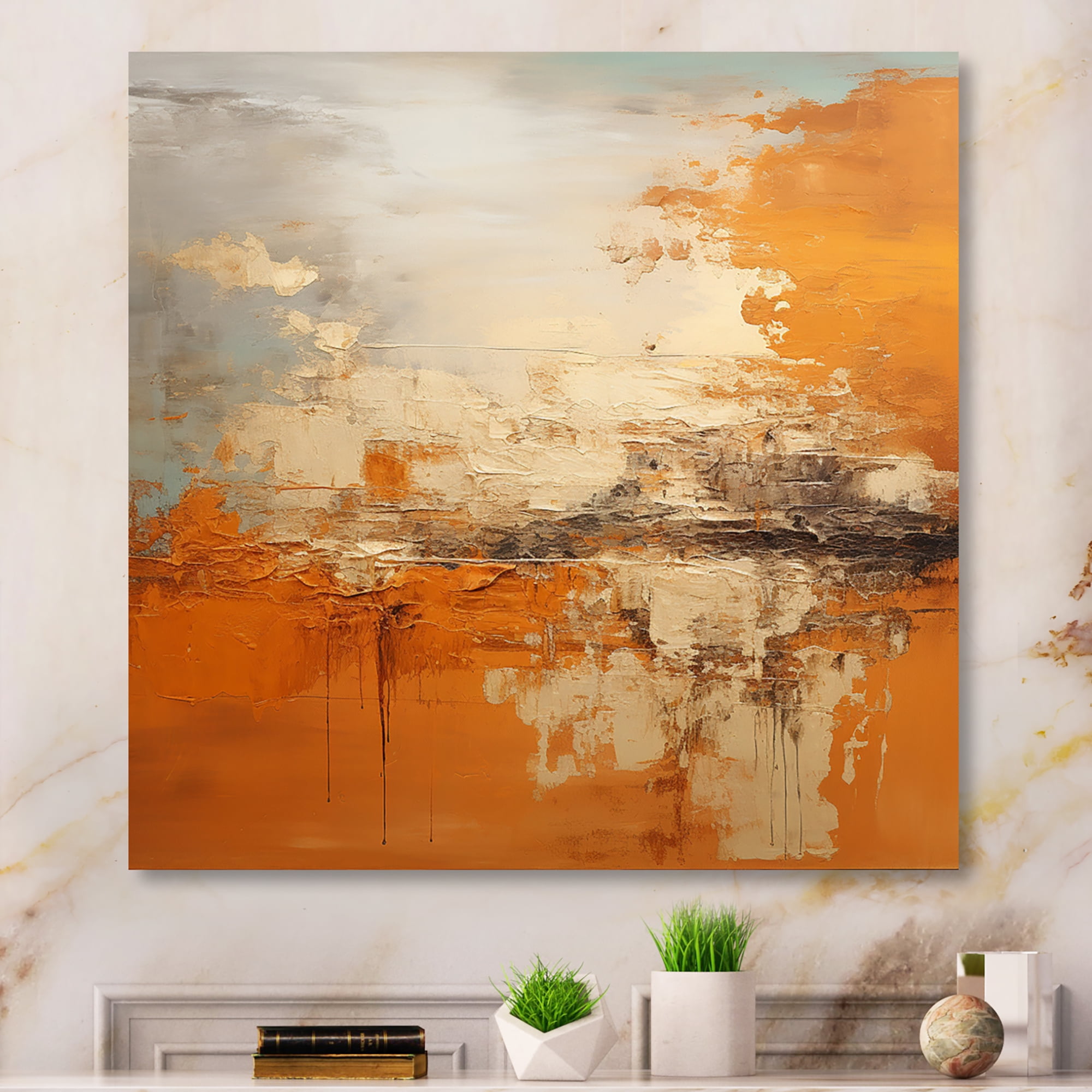 Designart "Glowing Copper" Abstract Landscape Metal Wall Art Prints ...