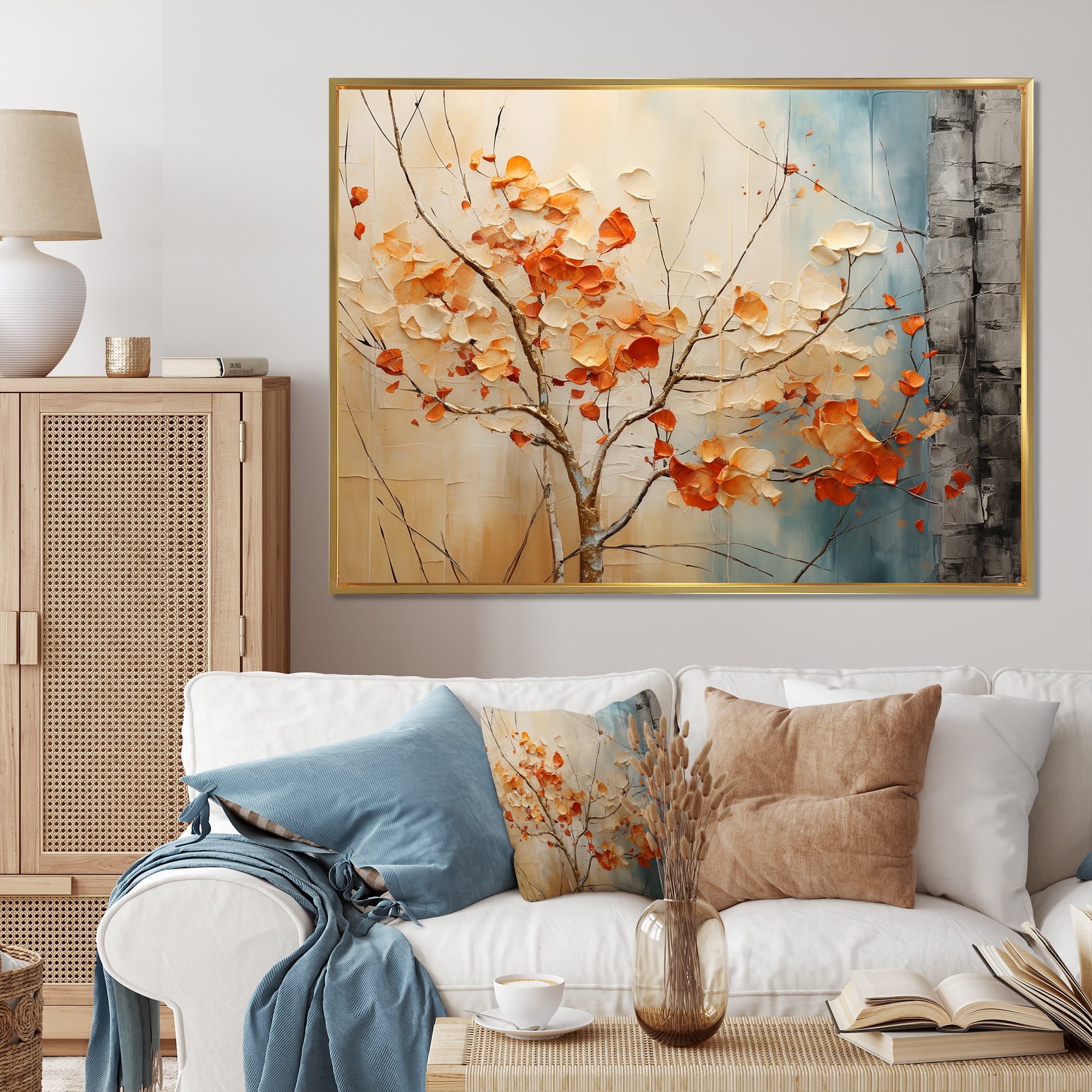 Designart "Glowing Embers Maple Trees wall art III" Floral Floater ...