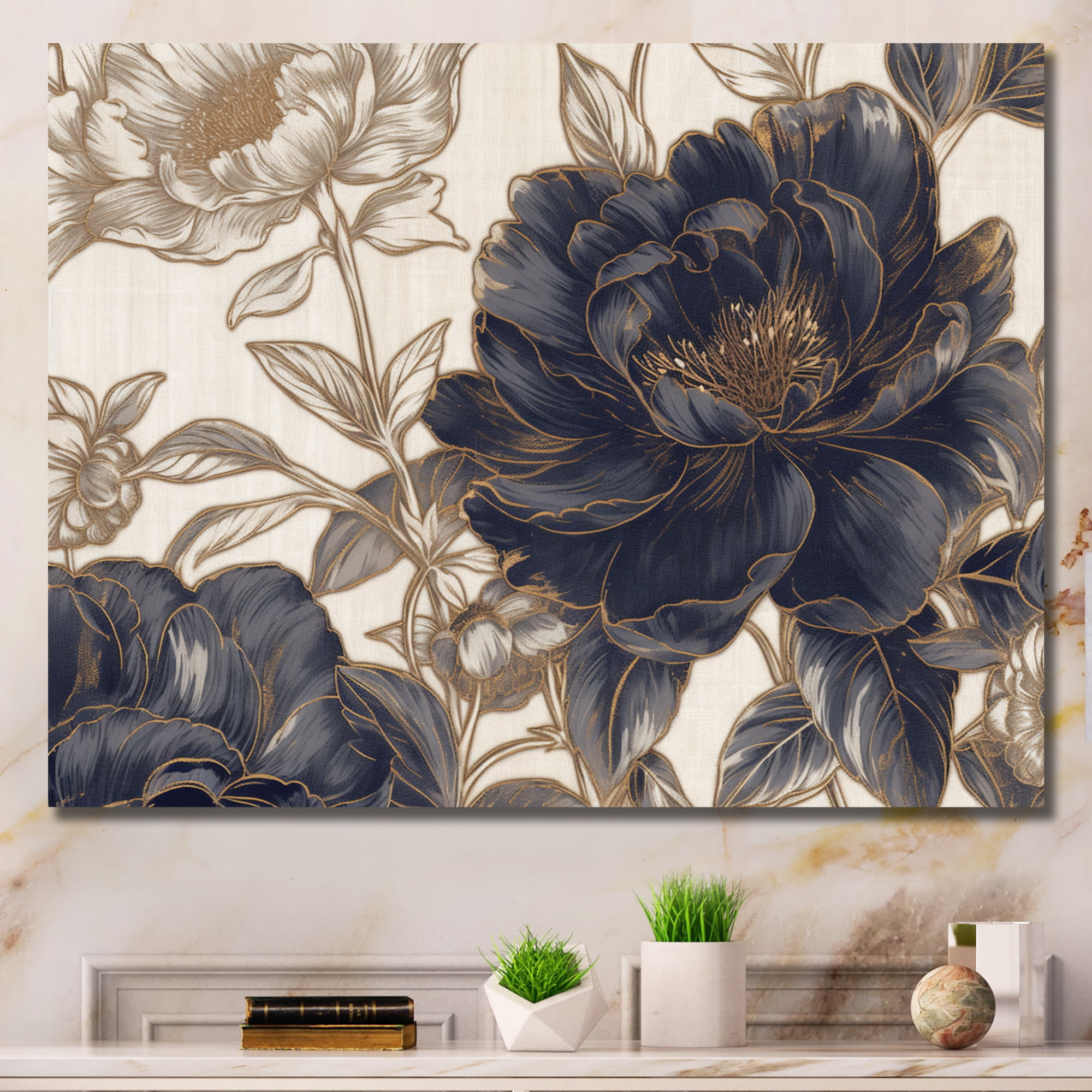 Designart "Gold Blue Carnation Flower III" Floral Carnation Wall Art ...