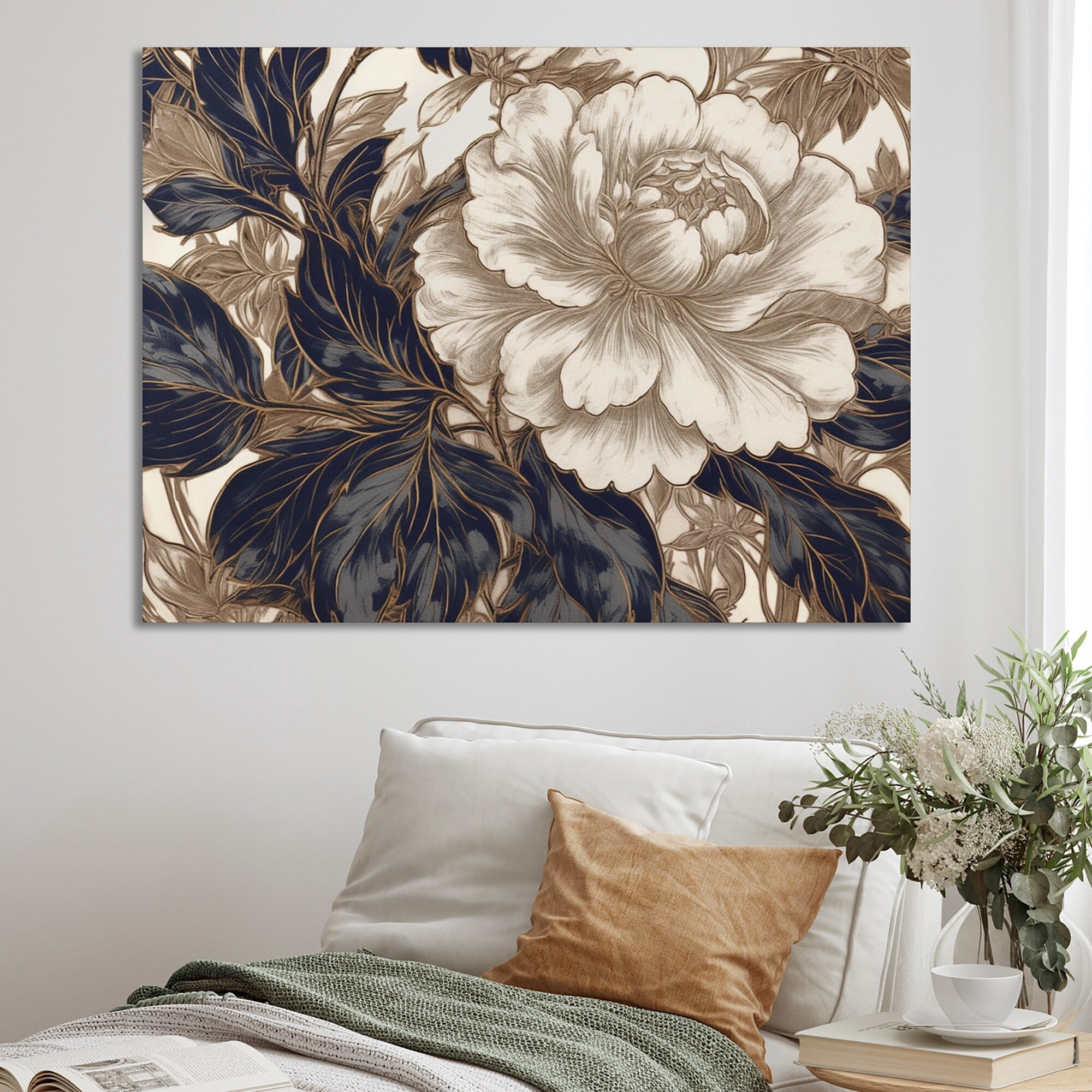 Designart "Gold Blue Carnation Flower IV" Floral Carnation Wall Art For ...