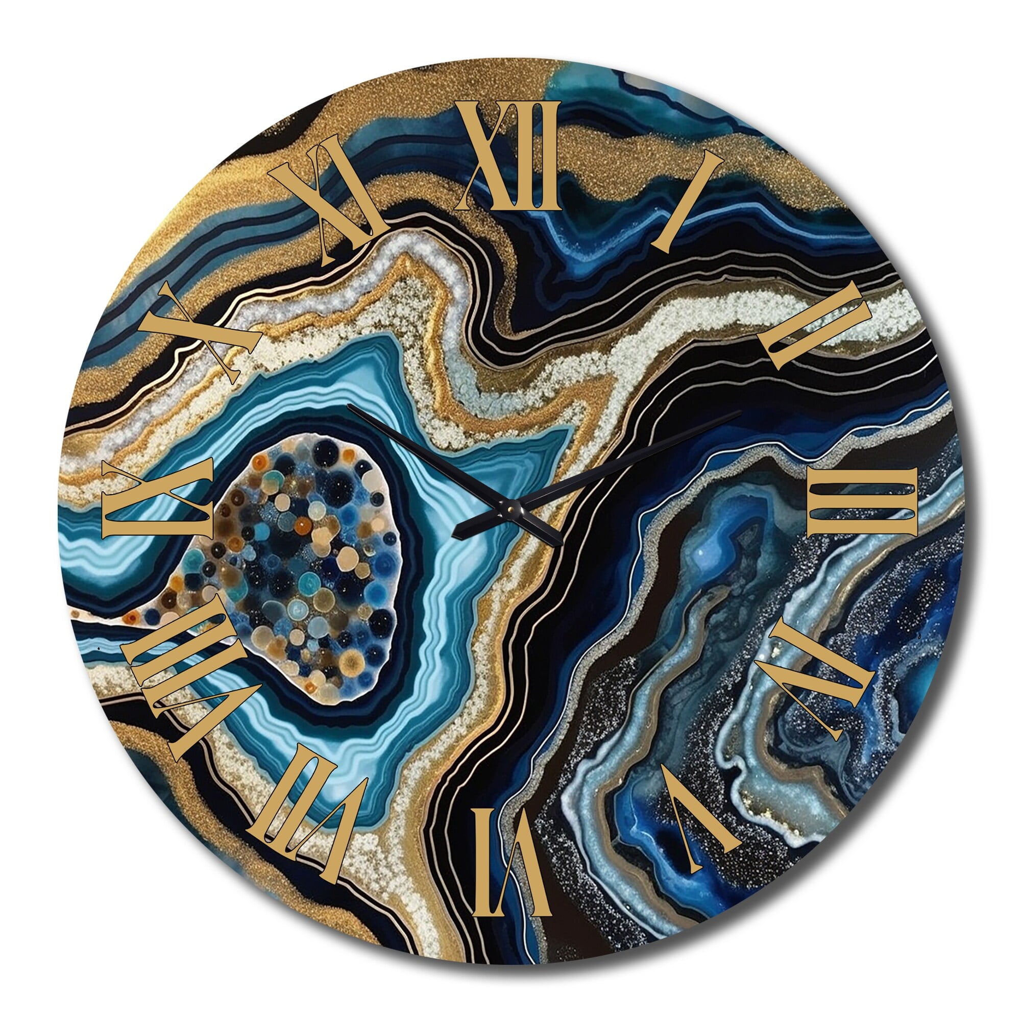 Designart "Gold Blue Geode Gems Mineral Radiance" Stone Geode Oversized ...