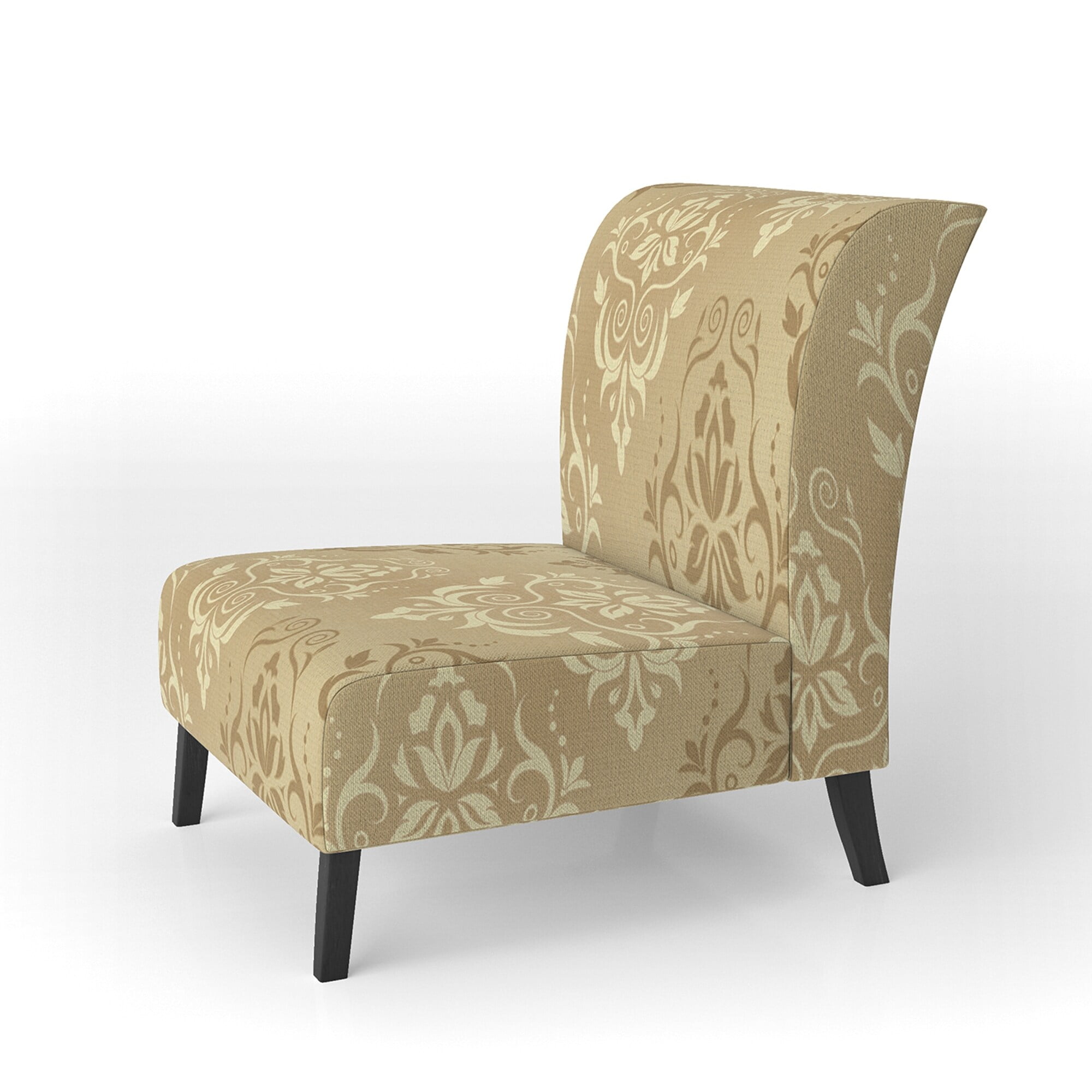 Designart "Gold Damask" Upholstered Patterned Accent Chair and Arm ...