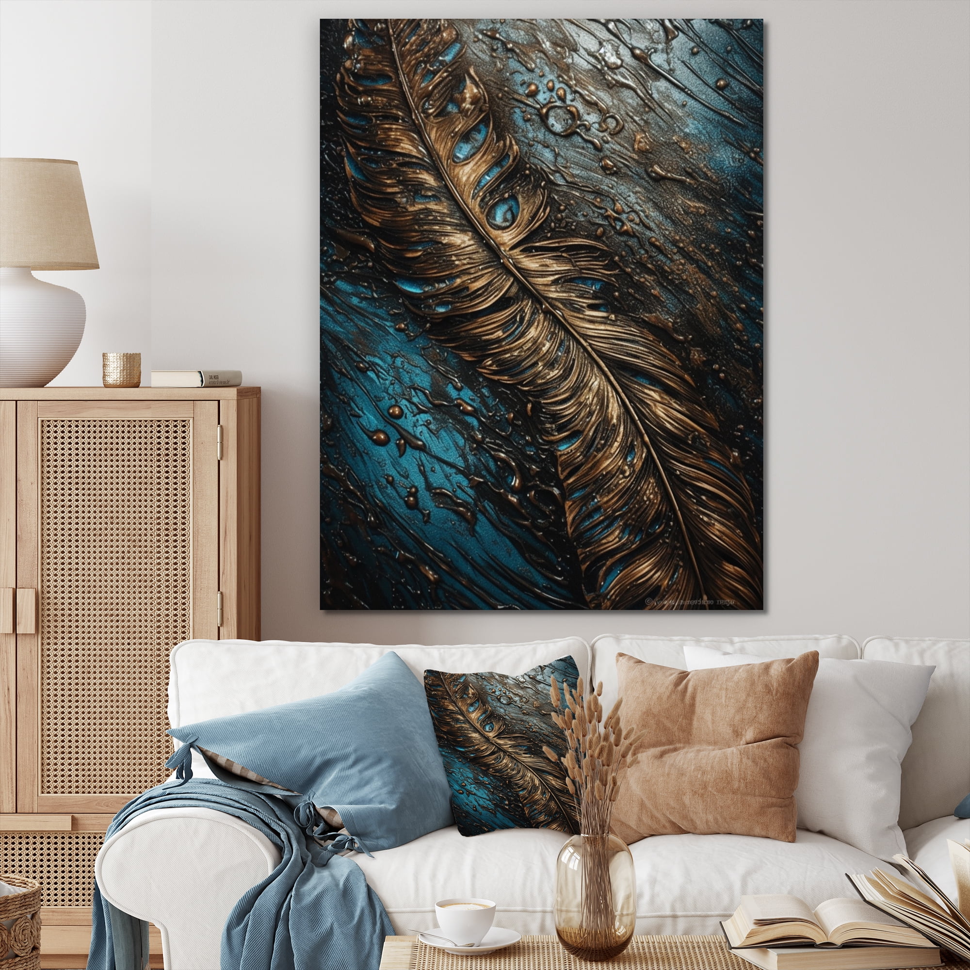 Designart "Gold Feather Glamour III" Glam Feather Wall Decor - Walmart.com