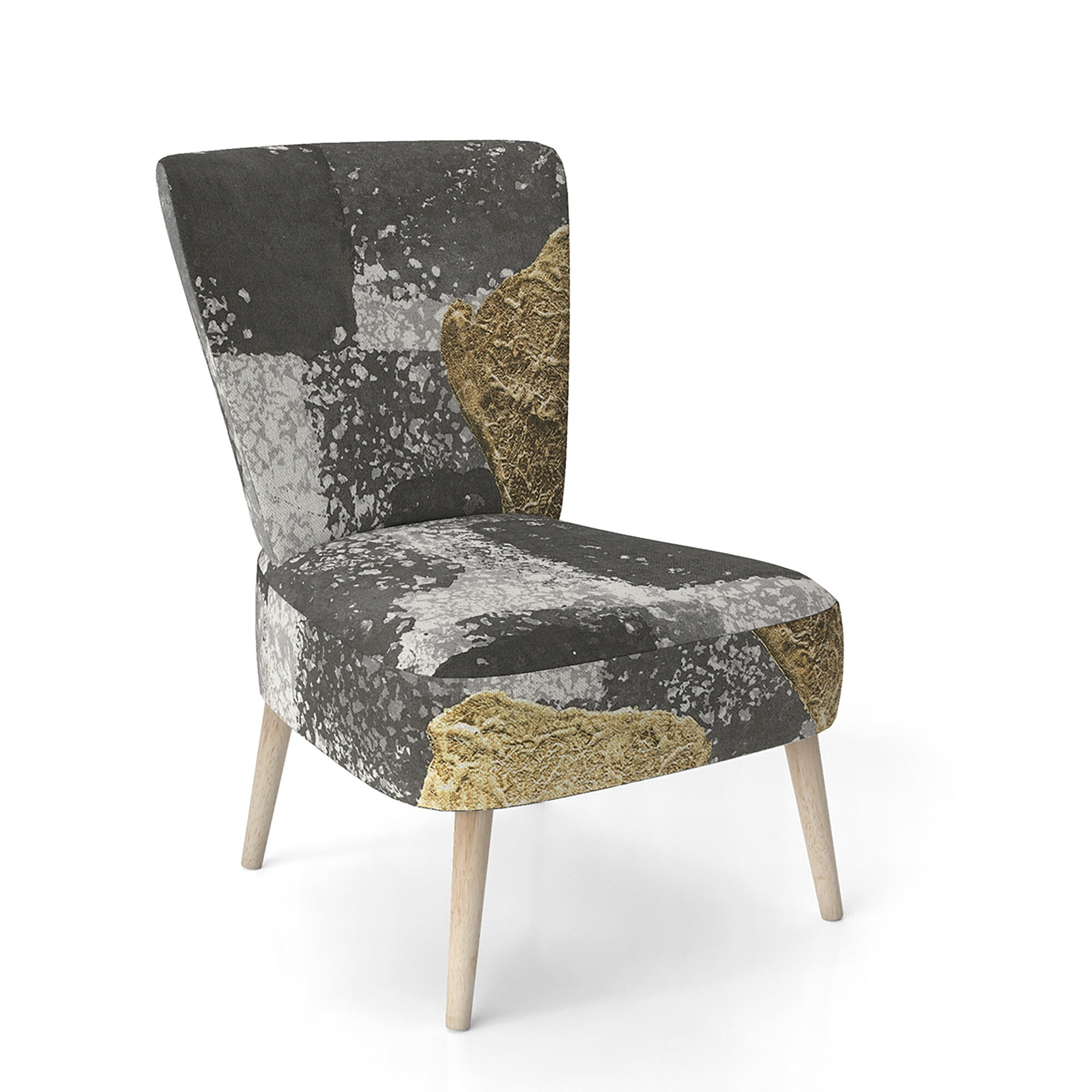 Designart "Gold Glamour Squares I" Upholstered Modern Accent Chair ...