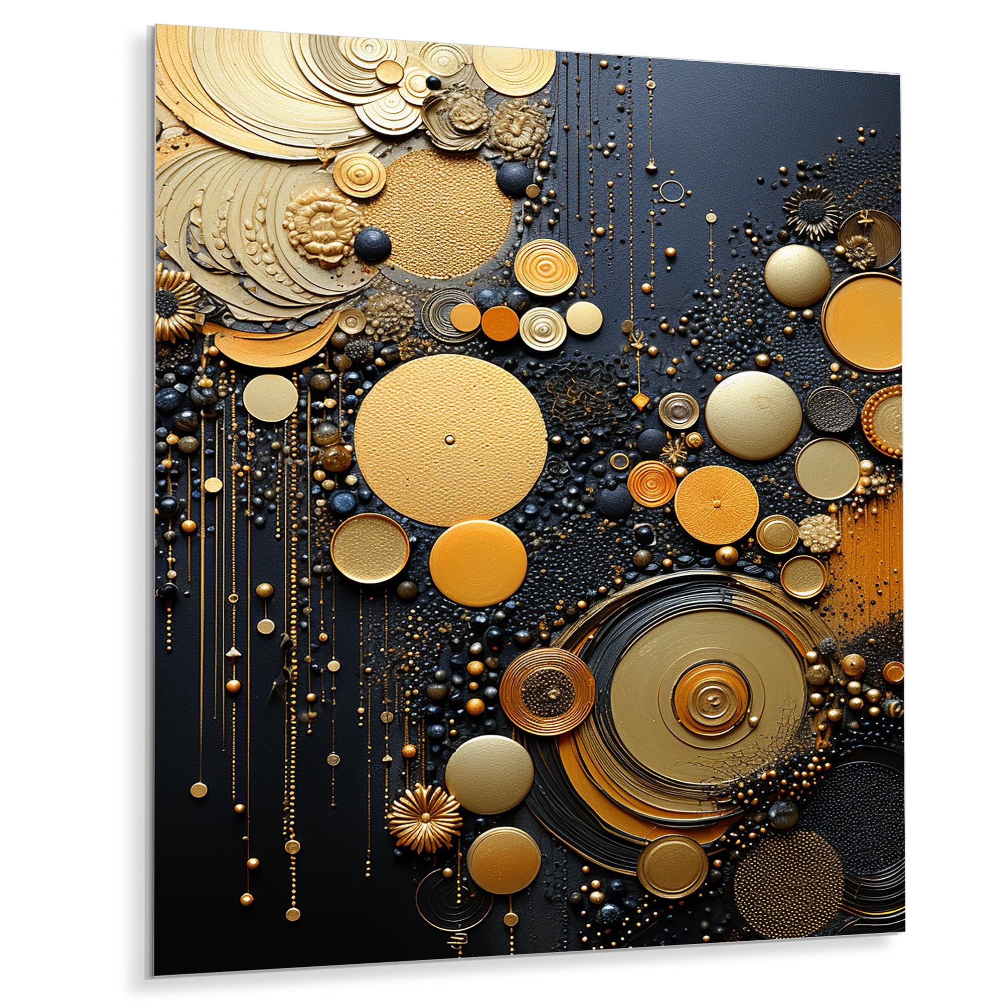 Designart "Gold Grey Industrial gracefulness I" Abstract Collages Metal ...