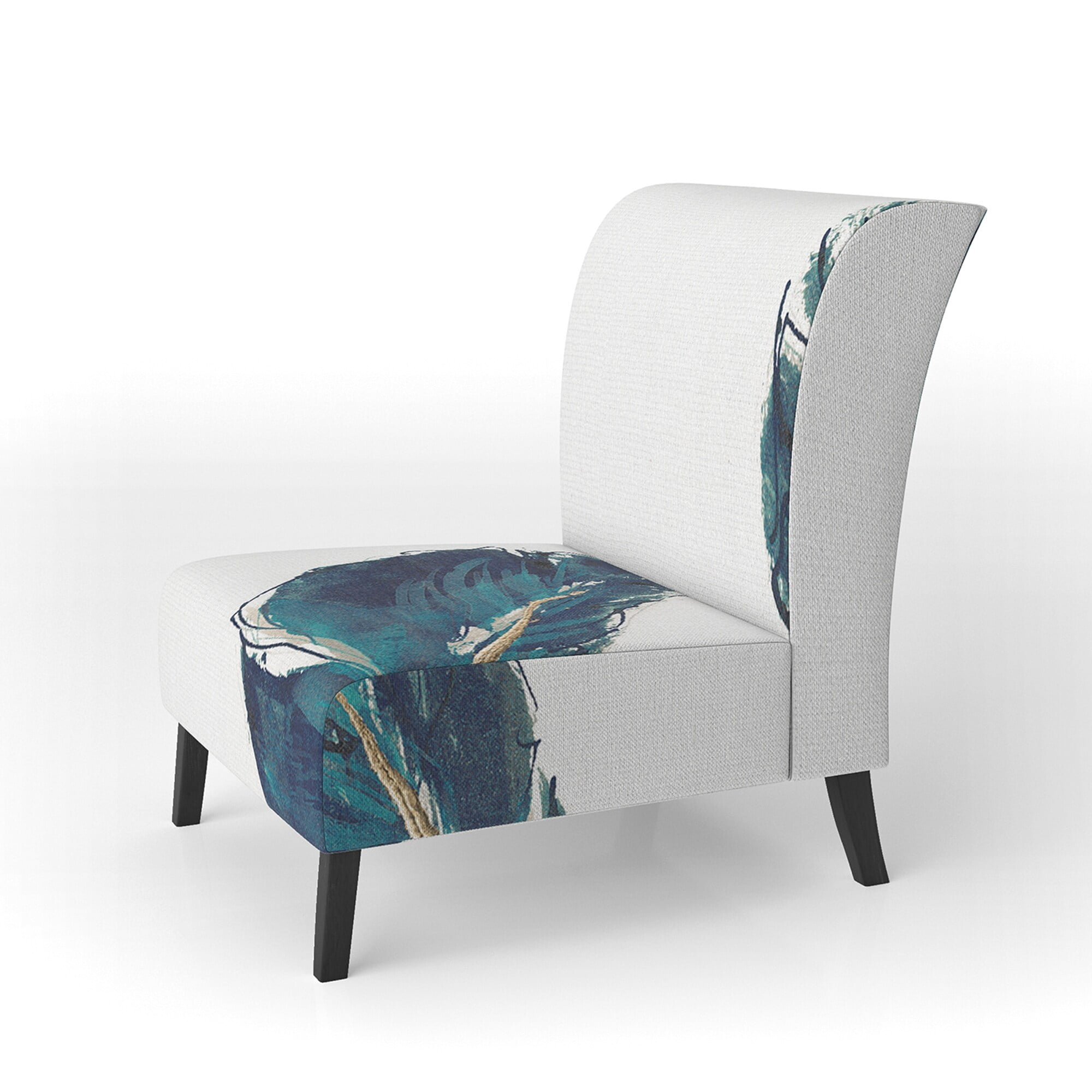 Designart "Gold Indigo Feathers III" Upholstered Modern Bohemian Accent ...