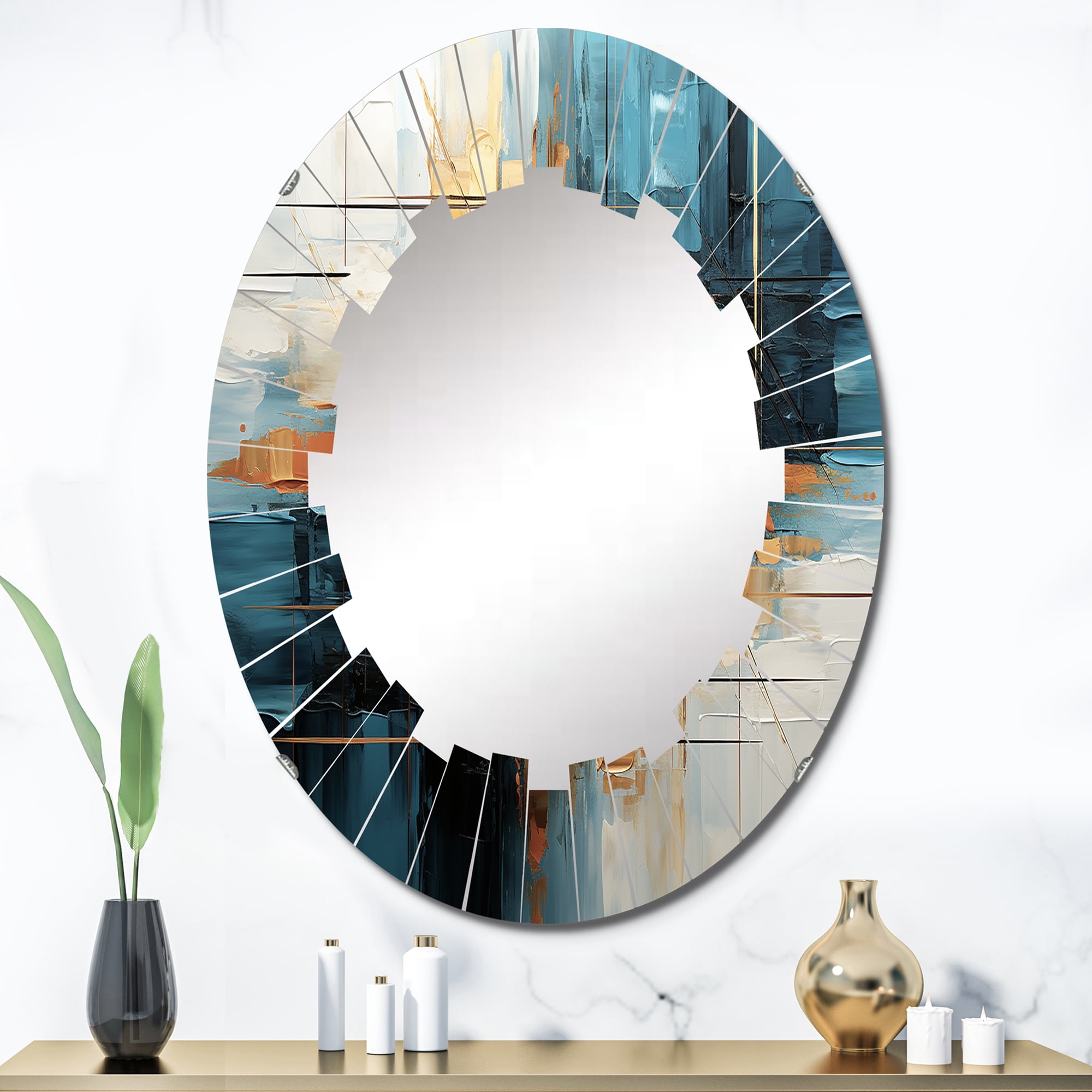 Designart "Gold Teal Abstract Fractal composition Reflections II ...