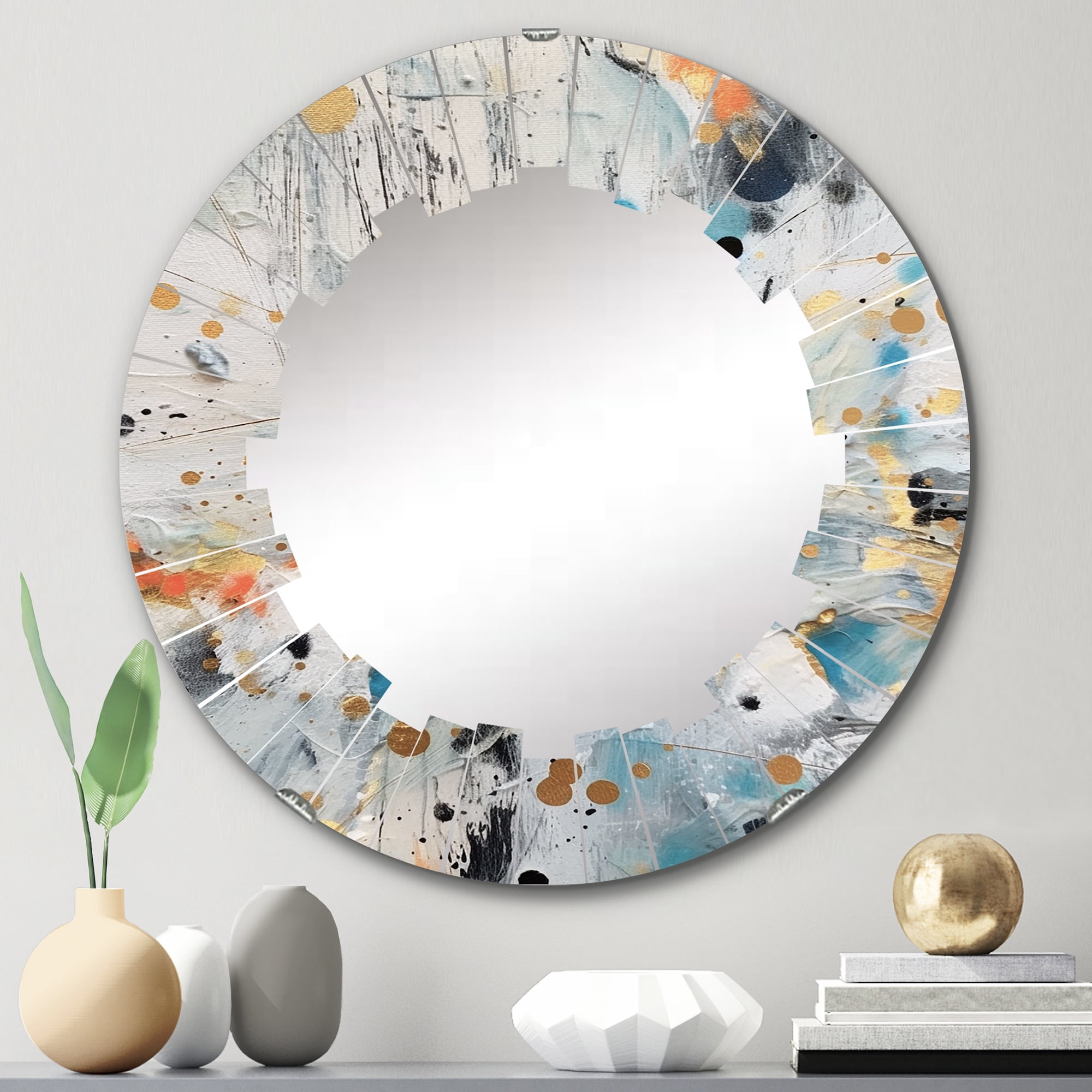 Designart "Gold Turquoise Geometric Reflections II" Abstract Shapes ...