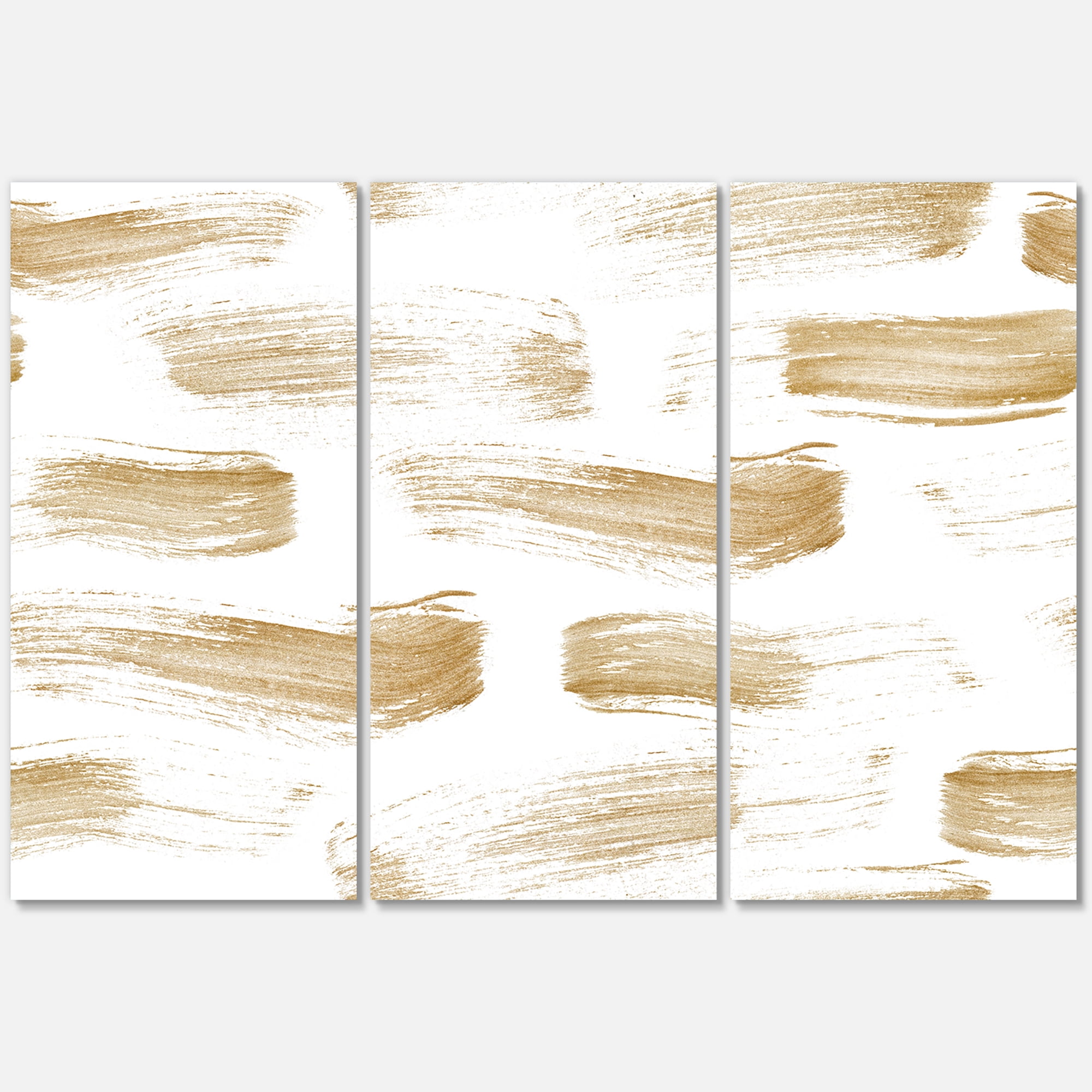 Designart ' Golden Abstract Brush Strokes ' Modern Canvas Wall Art ...