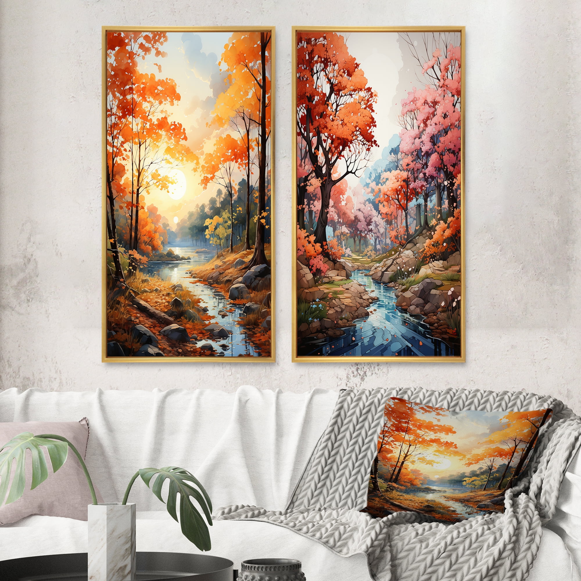 Designart "Golden Canopy Maple Trees in the Fall I" Tree Maple Framed ...