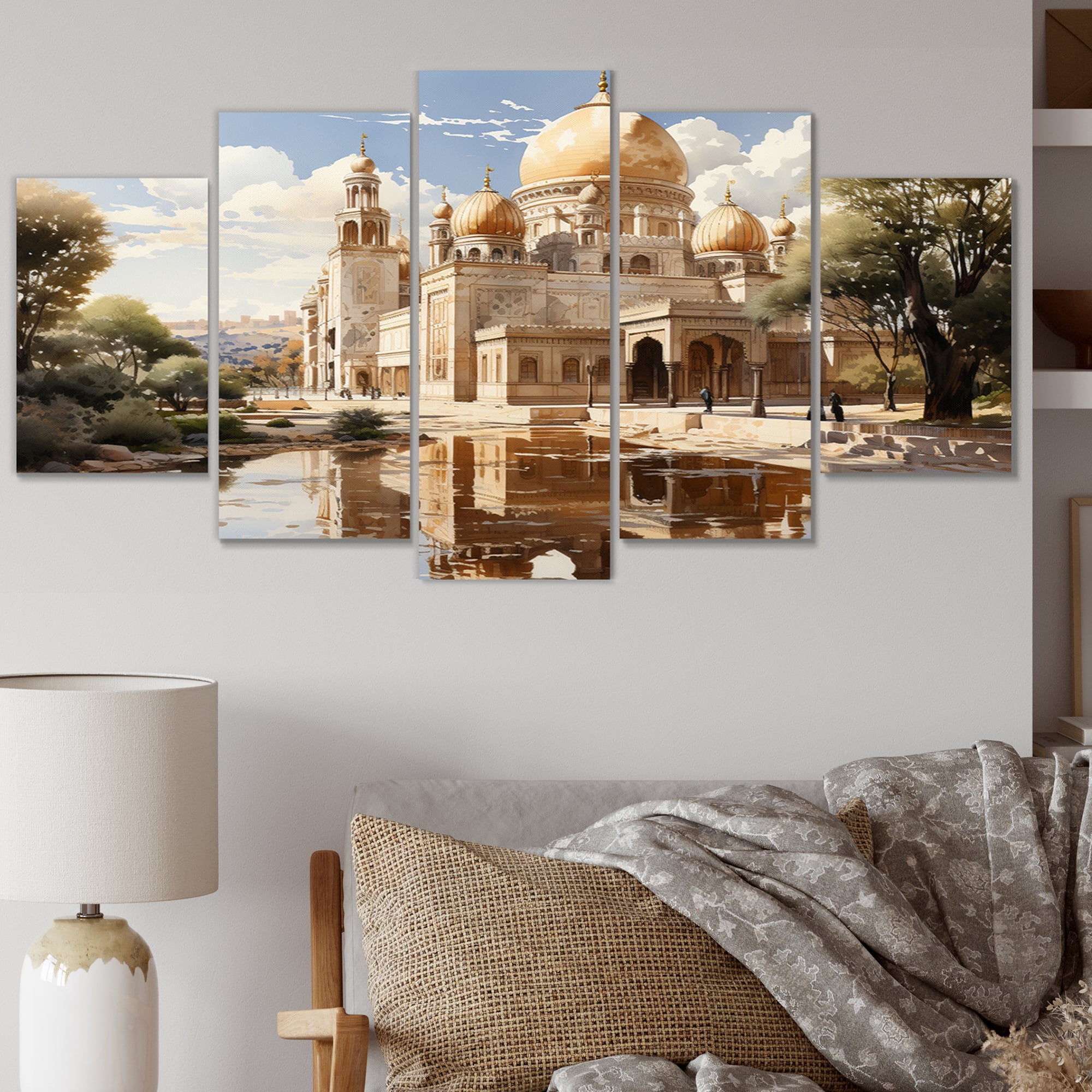 Designart "Golden Dome Islam painting II" Islamic Art Living Room Set ...