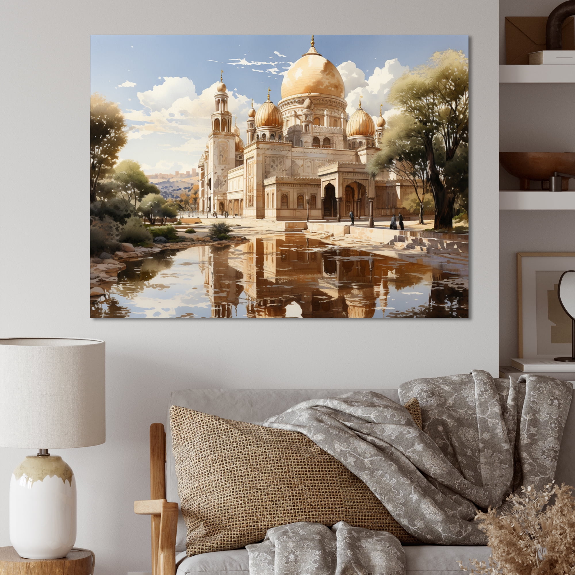 Designart "Golden Dome Islam painting II" Islamic Wall Art Print ...