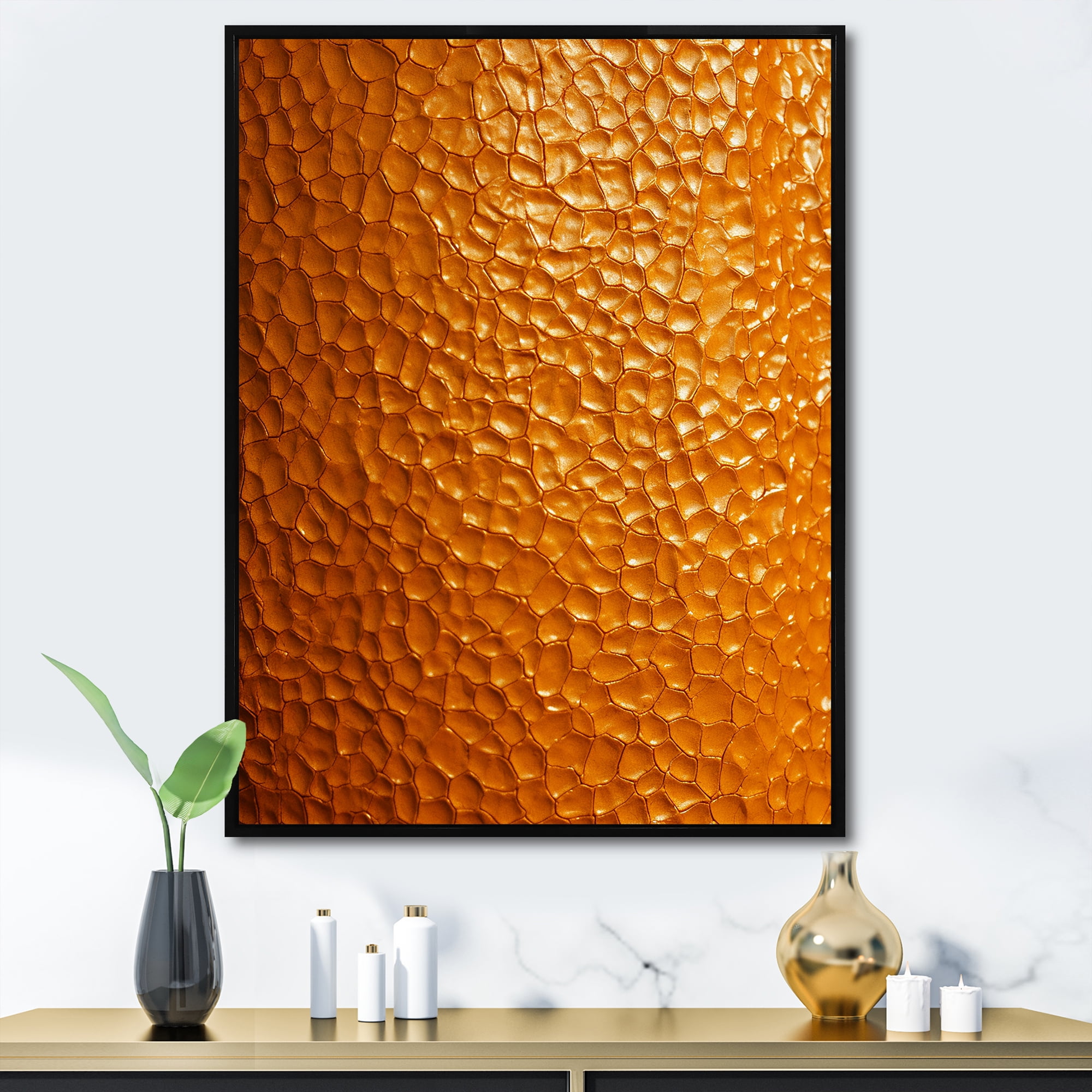 Designart "Golden Dot Radiance II" Abstract Framed Wall Art - Modern ...