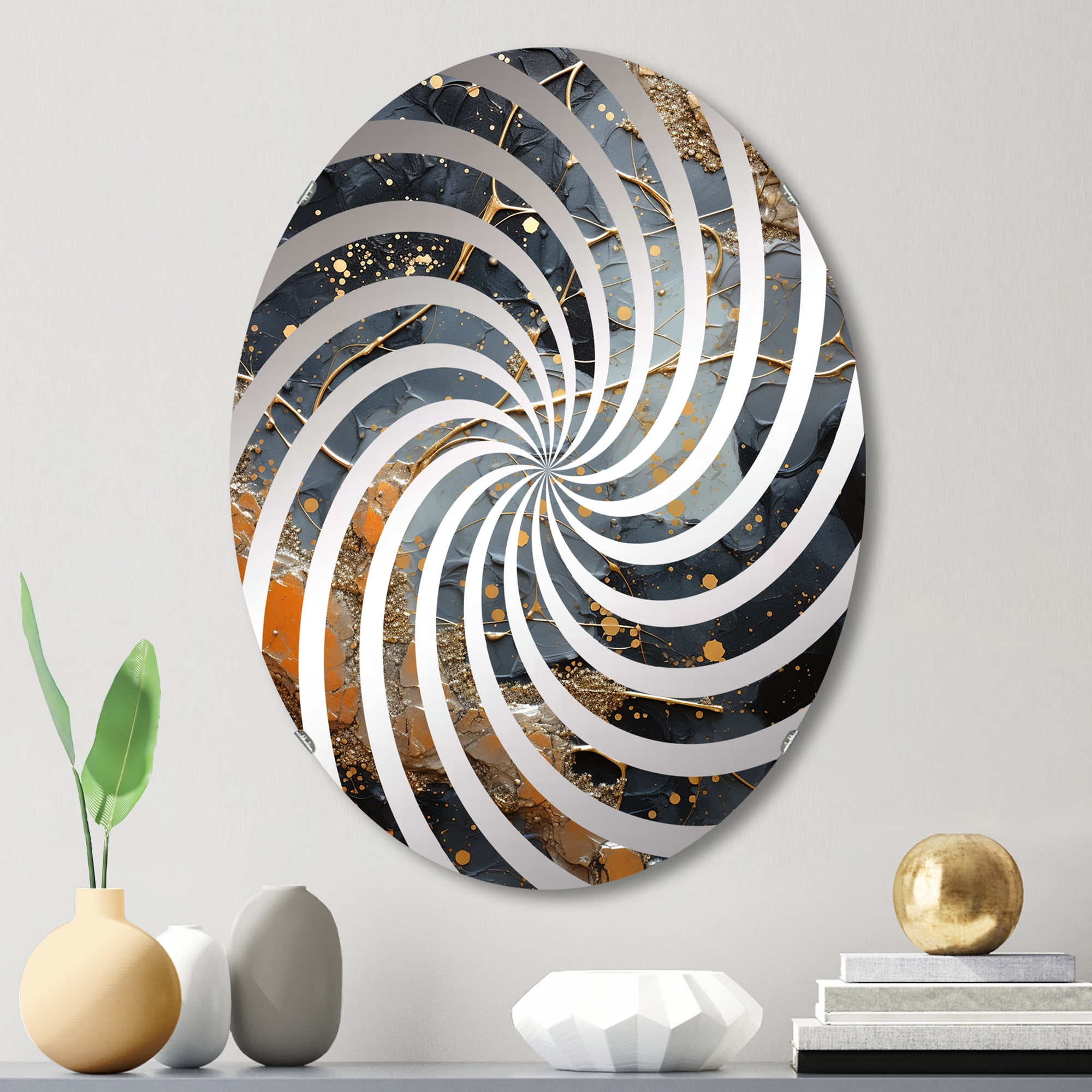 Designart "Golden and Ebony Astral Abstraction I" Abstract Collages ...