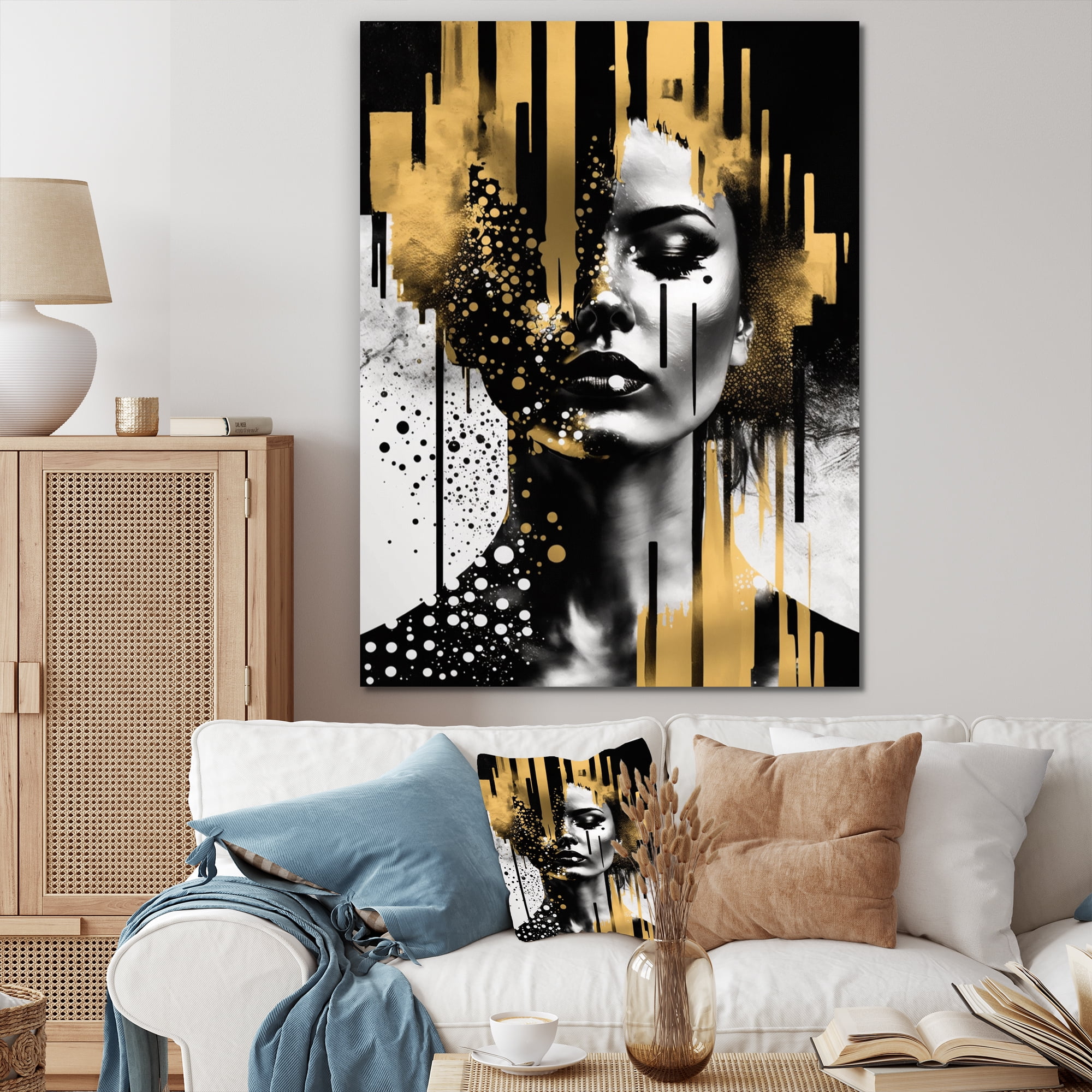 Designart "Golden Fluidity Of Womanhood II" Modern Woman Wall Art For ...