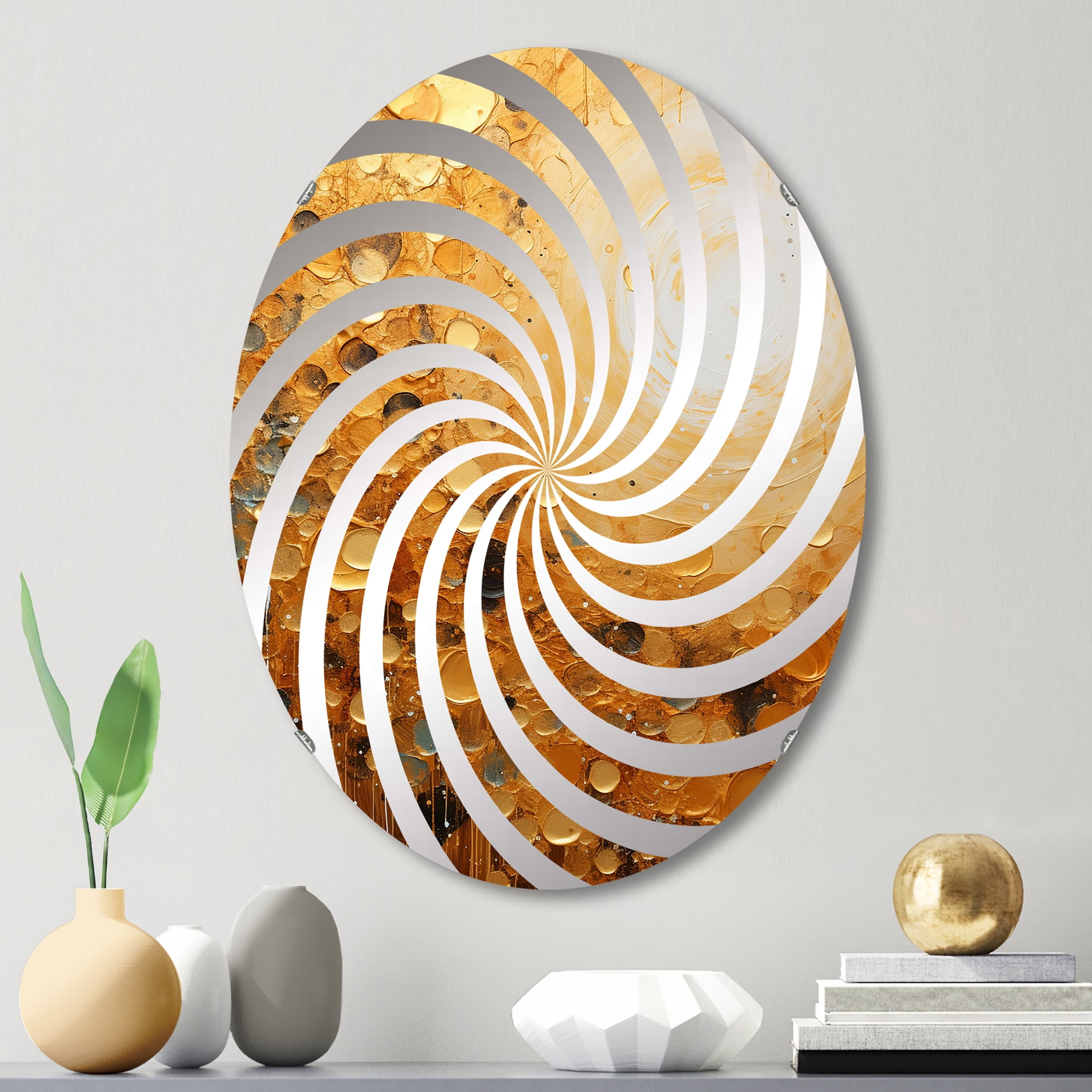 Designart "Golden Gleam Gold White art painting" Abstract Collages ...