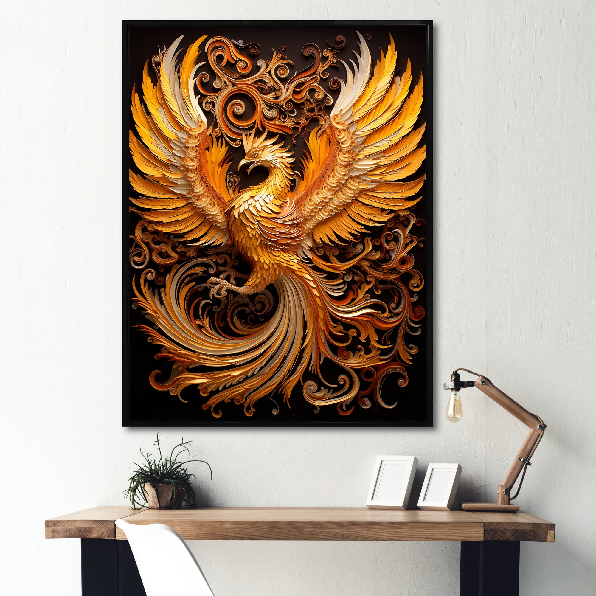 Designart "Golden Griffin Phoenix, A Mythical Creature" Mythical ...
