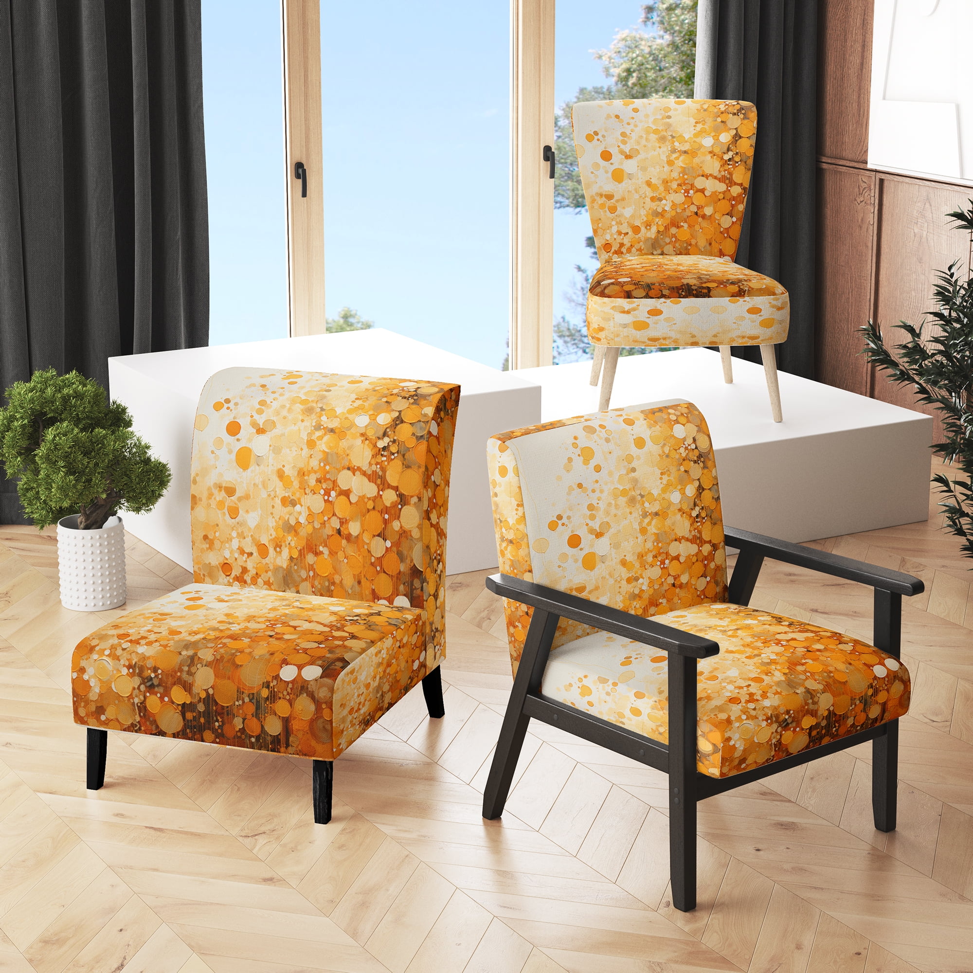 Designart "Golden Harvest II" Upholstered Abstract Landscape Accent ...